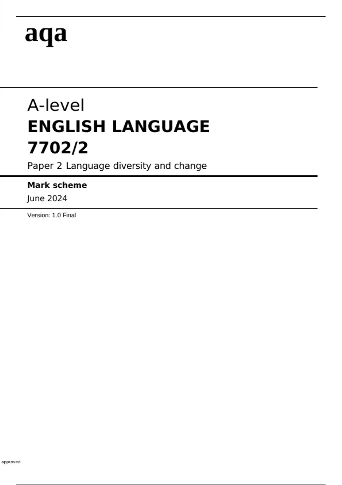 aqa A-level ENGLISH LANGUAGE Paper 2 Language diversity and change(7702 ...