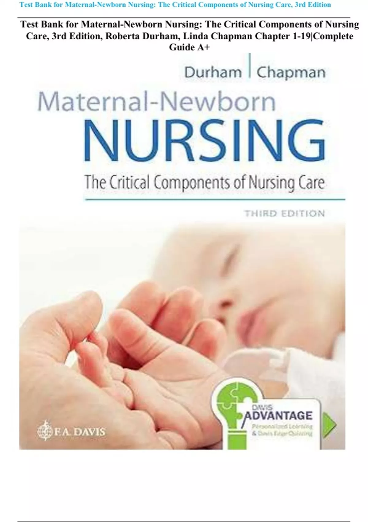 Test Bank for Maternal-Newborn Nursing: The Critical Components of ...