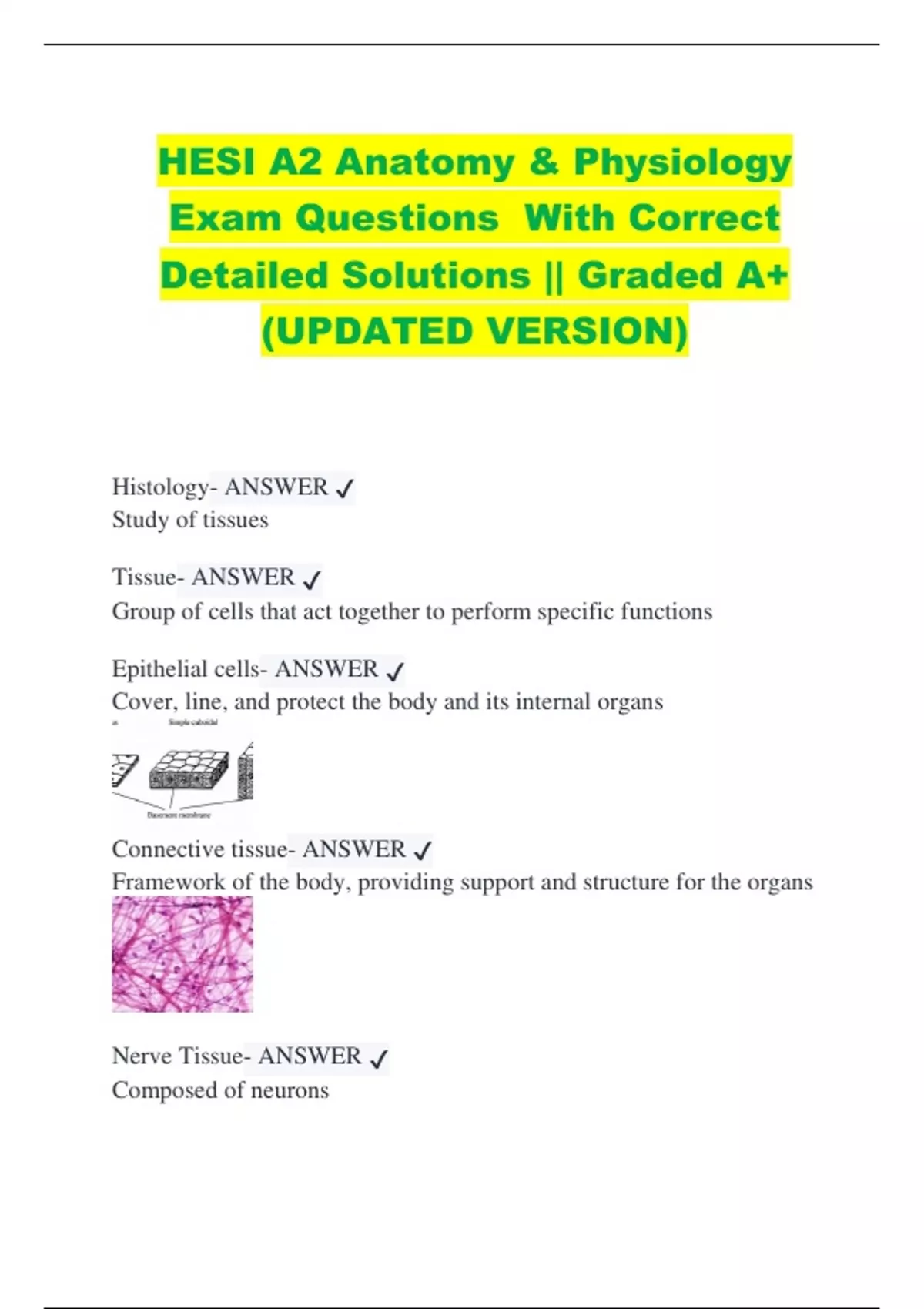 HESI A2 Anatomy & Physiology Exam Questions With Correct Detailed ...