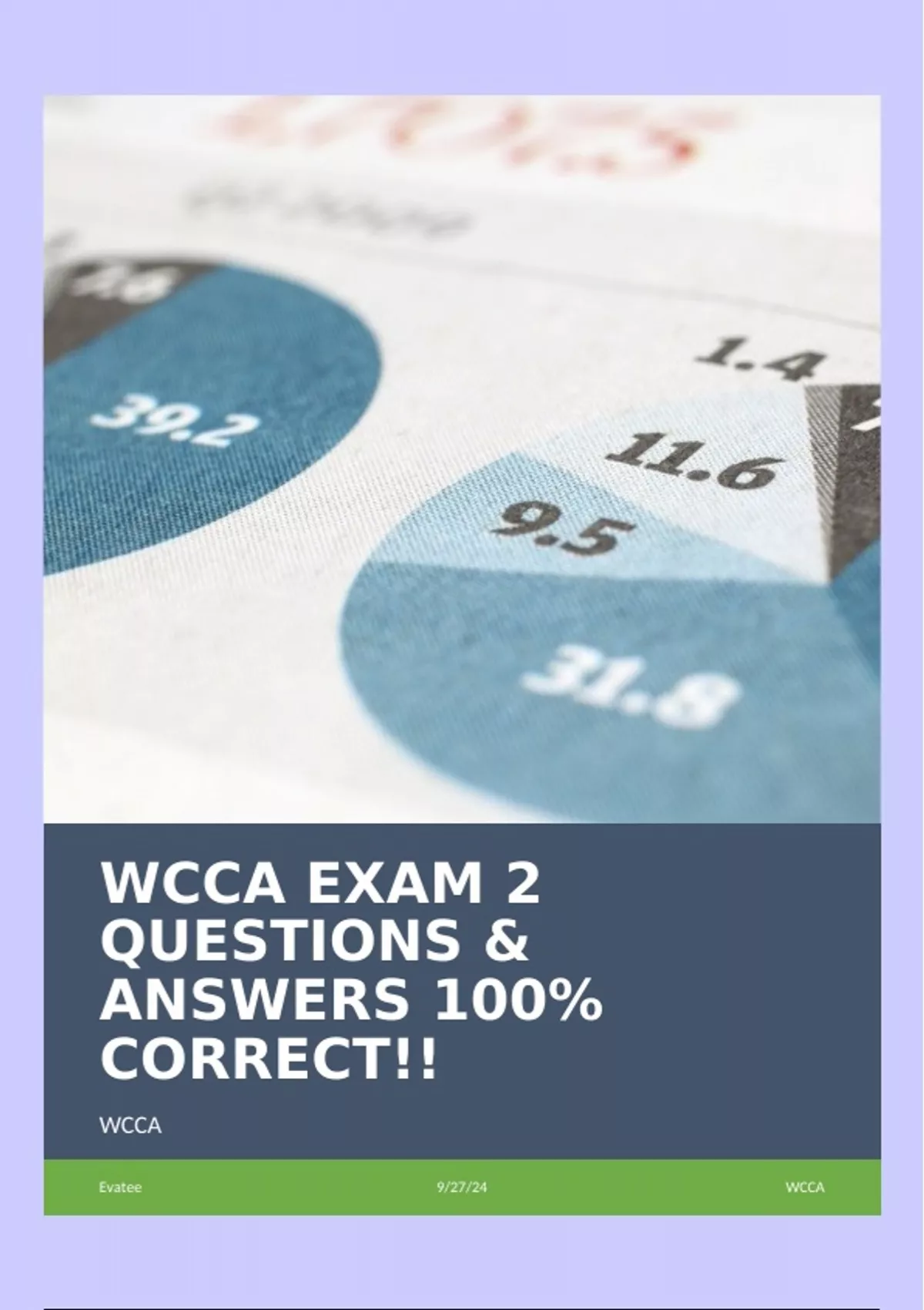 WCCA EXAM 2 QUESTIONS & ANSWERS 100% CORRECT!! - WCCA - Stuvia US