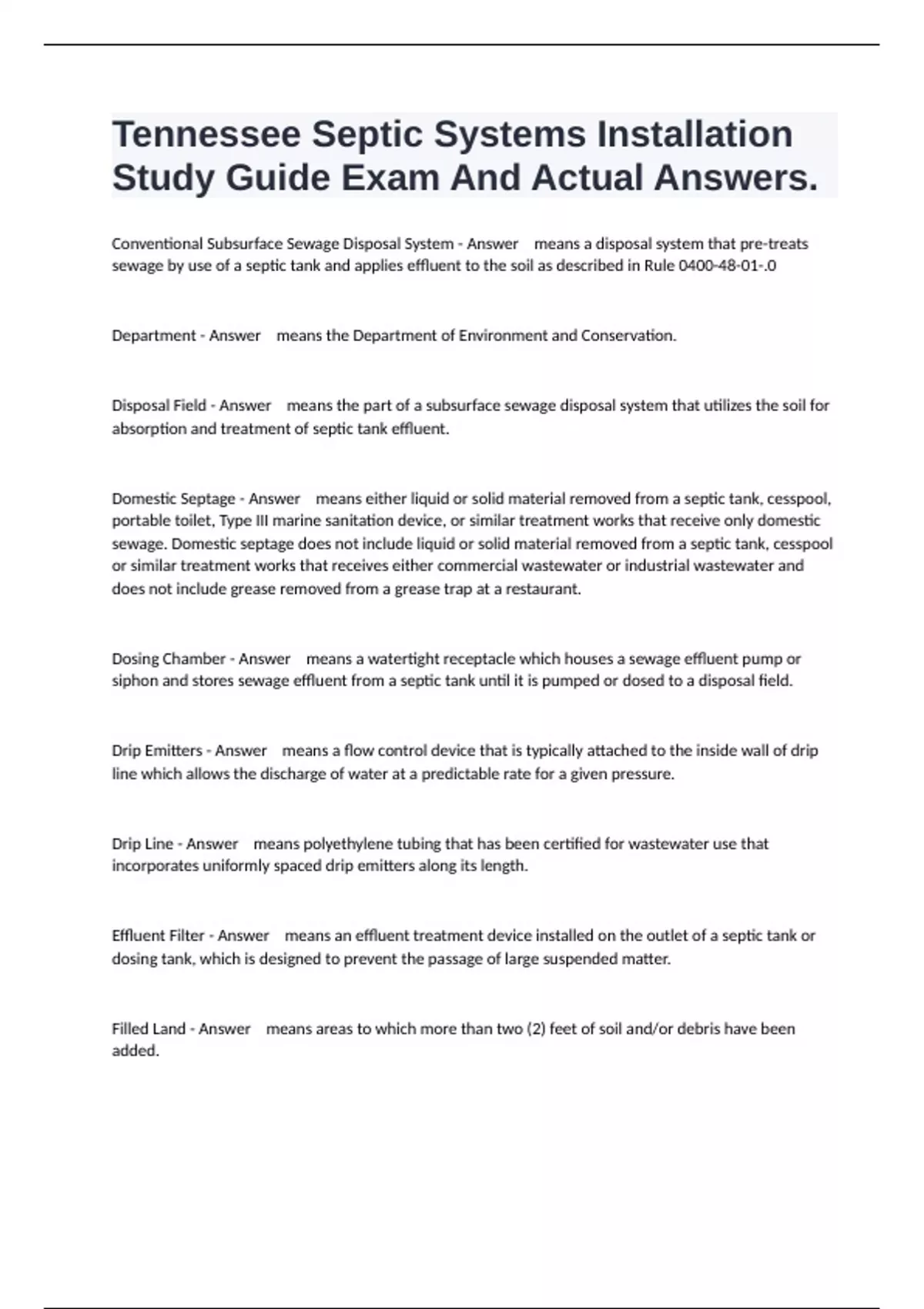 TENNESSEE SEPTIC INSTALLER LICENSE LATEST( 2024/ 2025 )UPDATES STUDY ...