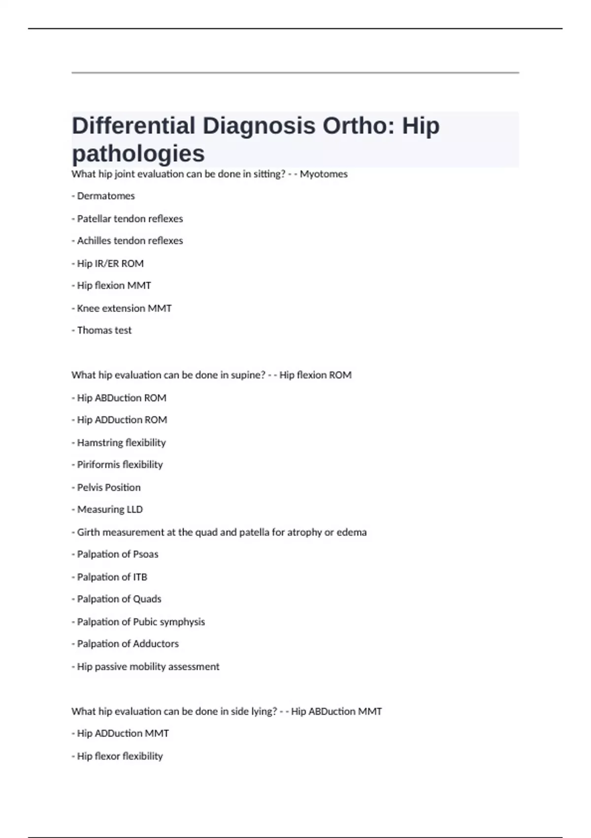 Differential Diagnosis Ortho: Hip pathologies - Differential Diagnosis ...