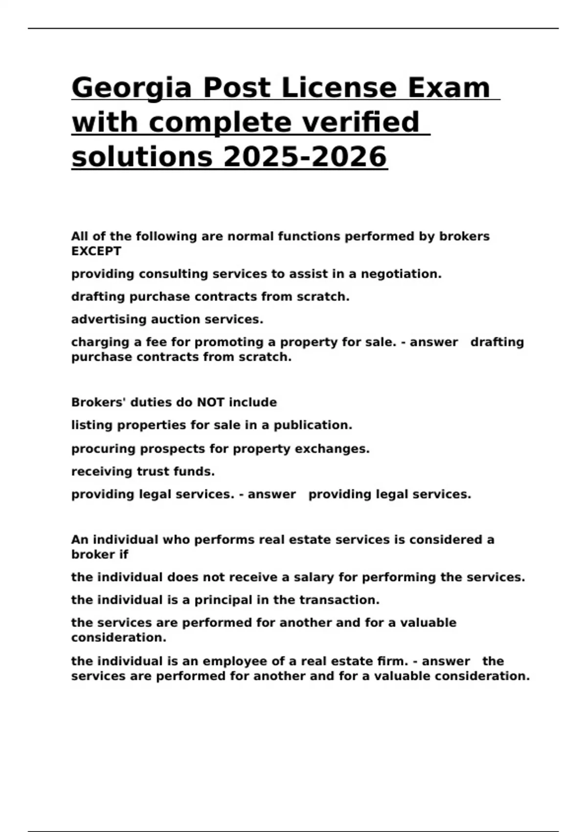 Georgia Post License Exam with complete verified solutions . - NC Post ...