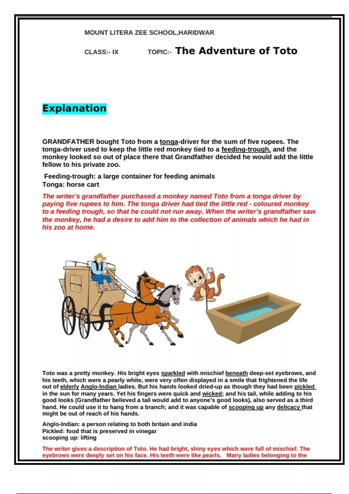 The Adventures of Toto – by Ruskin Bond – CBSE Class 9 – English Book ...