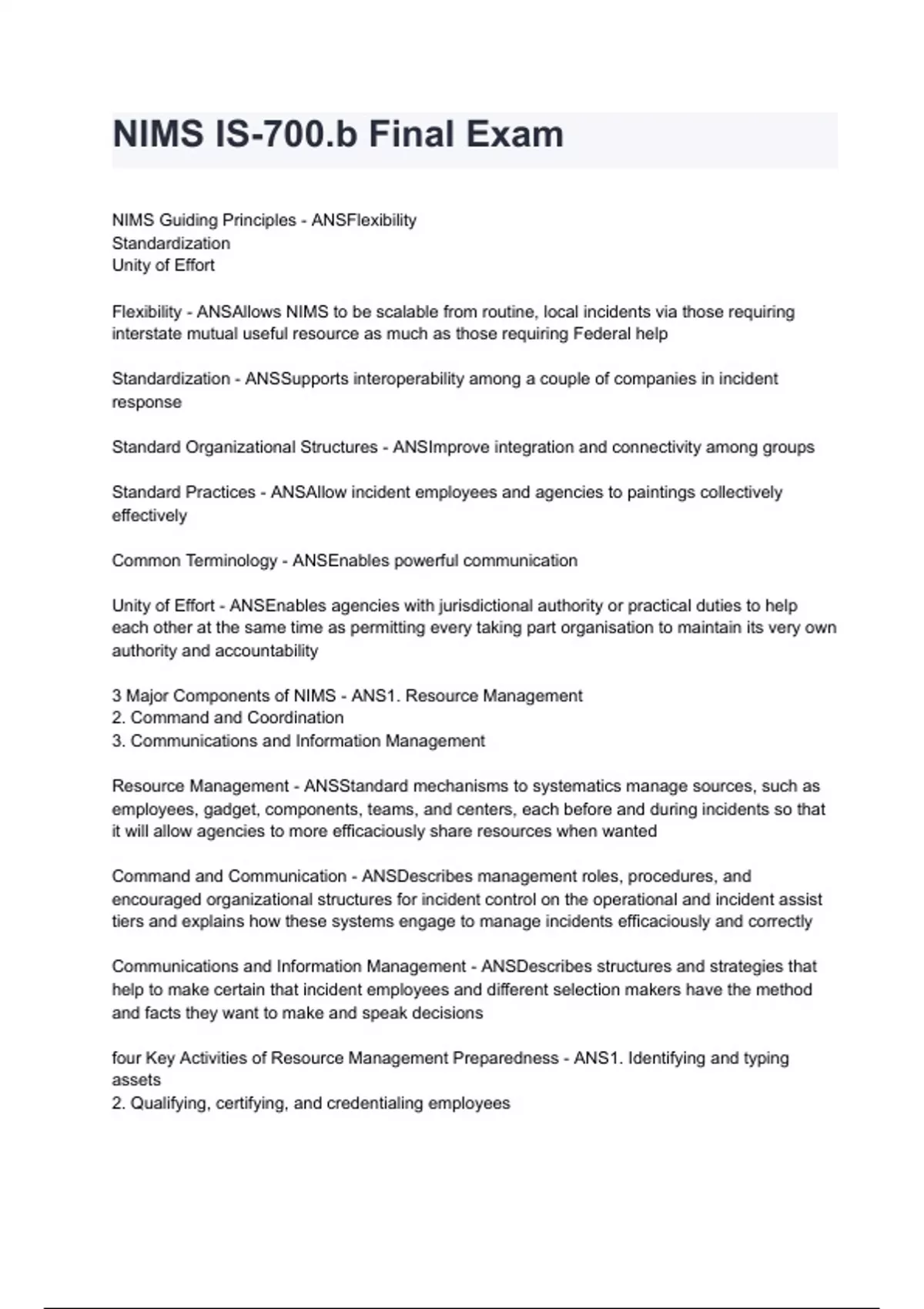 NIMS IS-700.b Final Exam questions with correct answers 2024/2025 ...