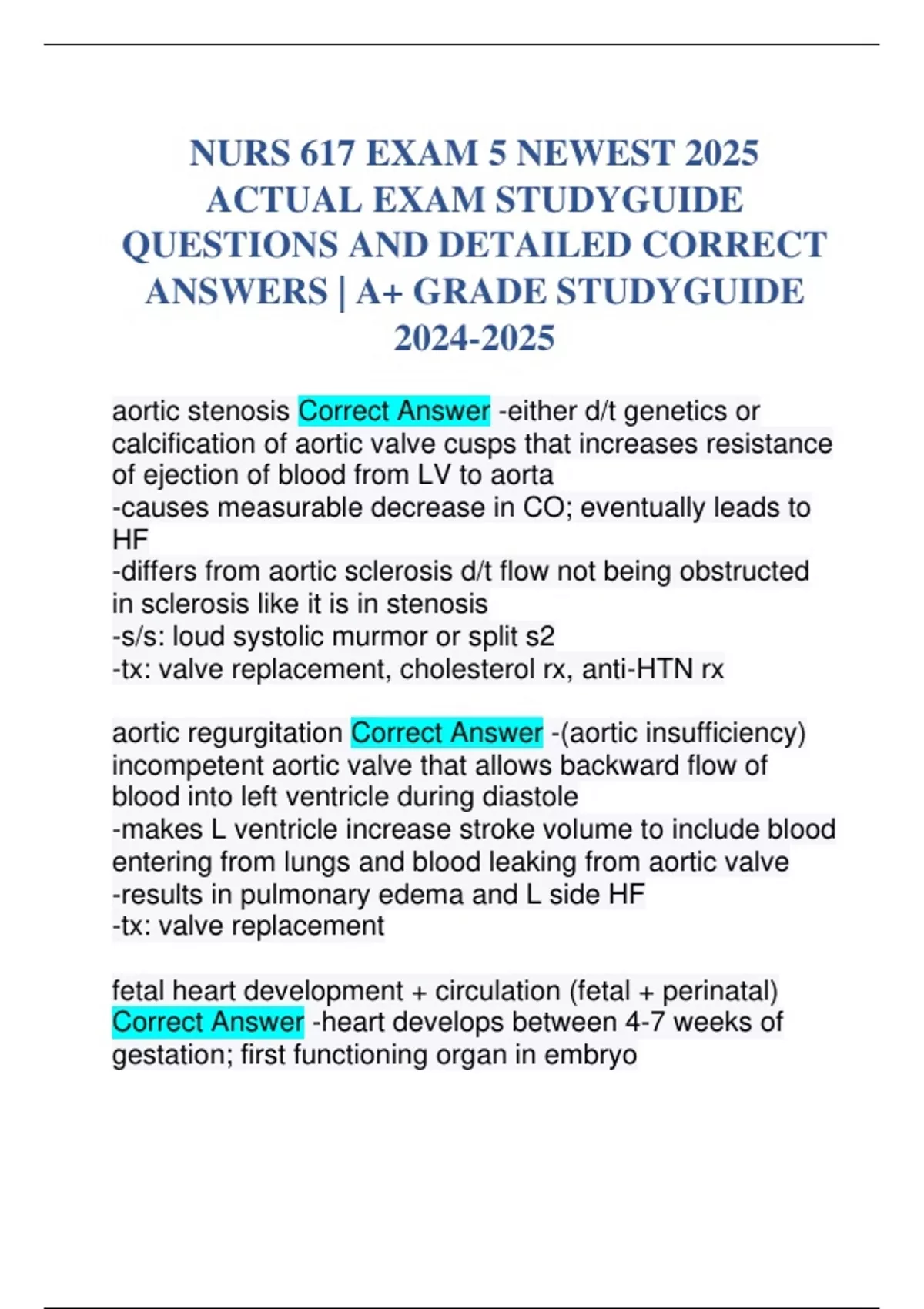 NURS 617 EXAM 5 NEWEST 2025 ACTUAL EXAM STUDYGUIDE QUESTIONS AND ...