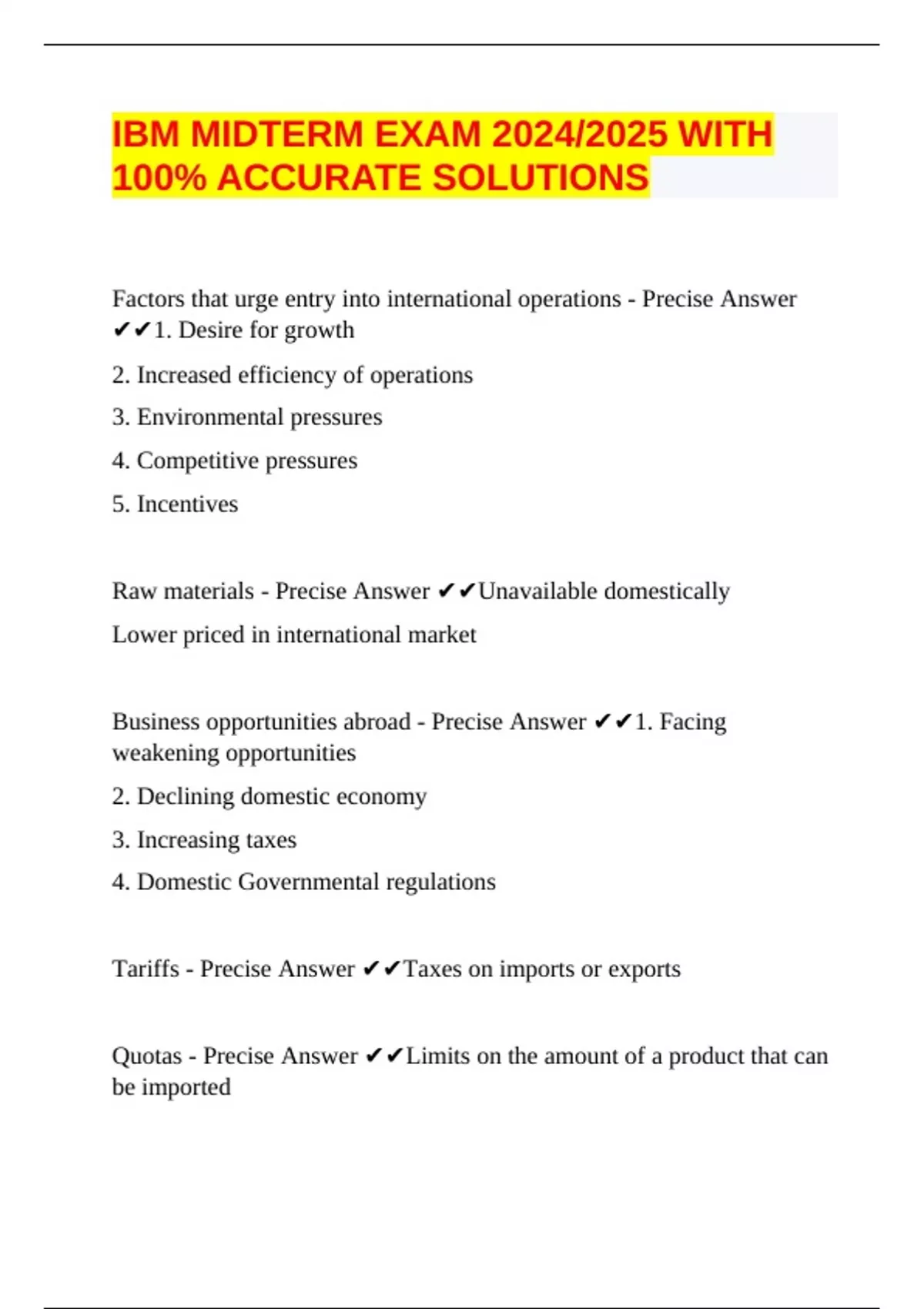 IBM MIDTERM EXAM 2024/2025 WITH 100% ACCURATE SOLUTIONS - IBM - Stuvia US