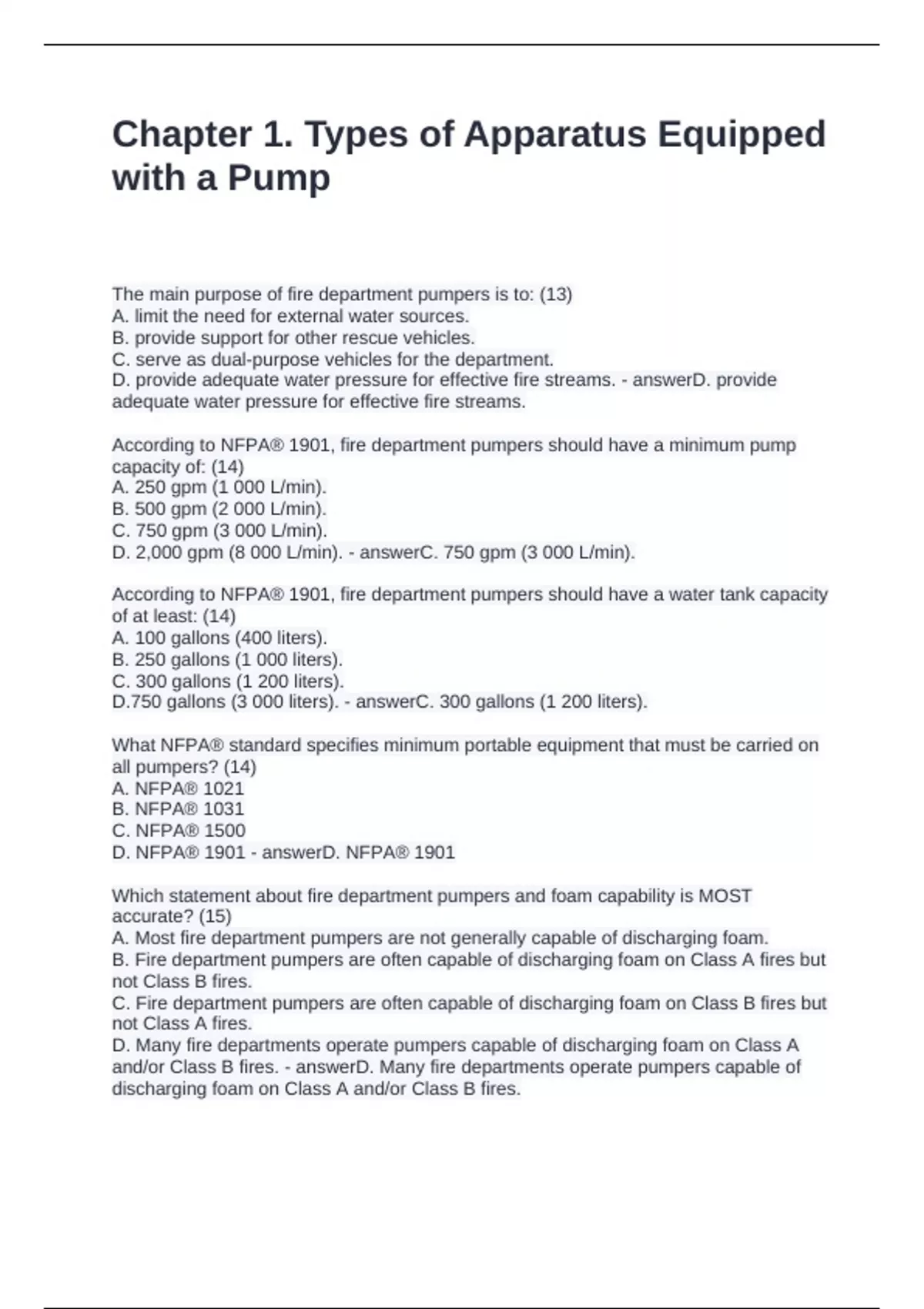 Chapter 1. Types of Apparatus Equipped with a Pump Questions with ...