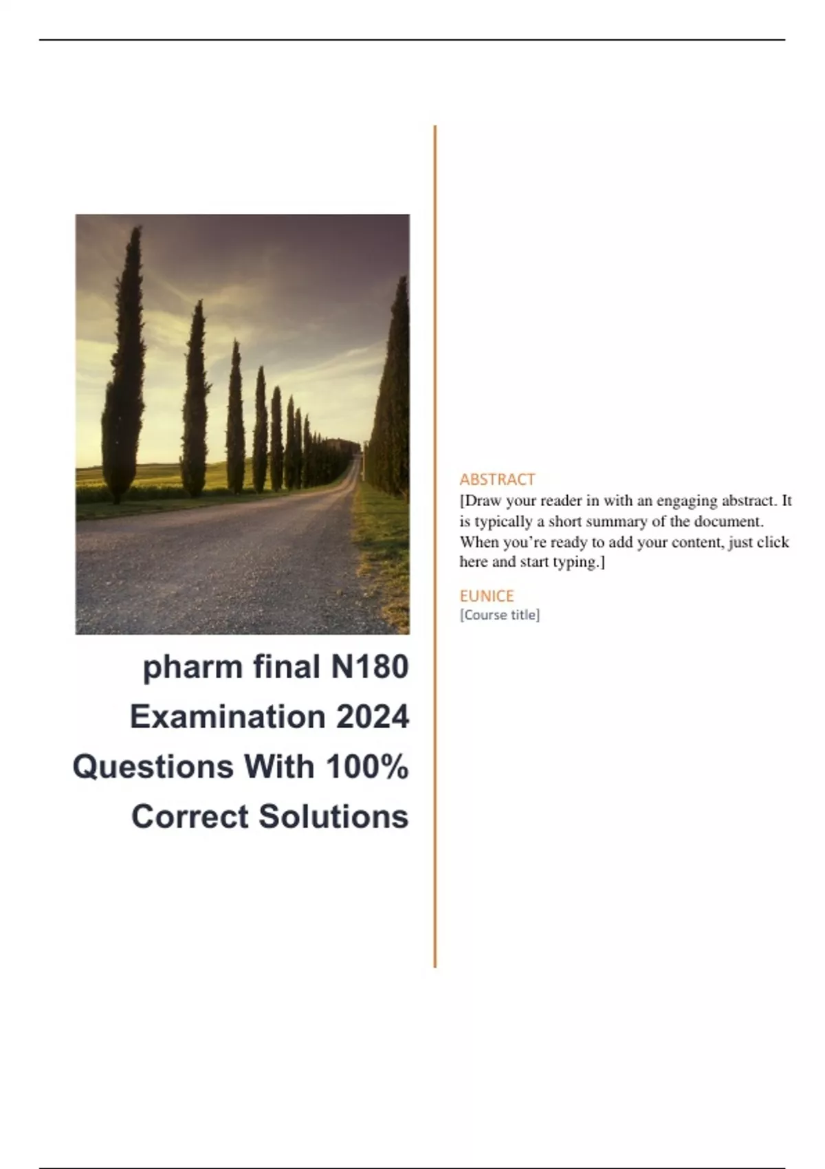 pharm final N180 Examination 2024 Questions With 100- Correct Solutions ...