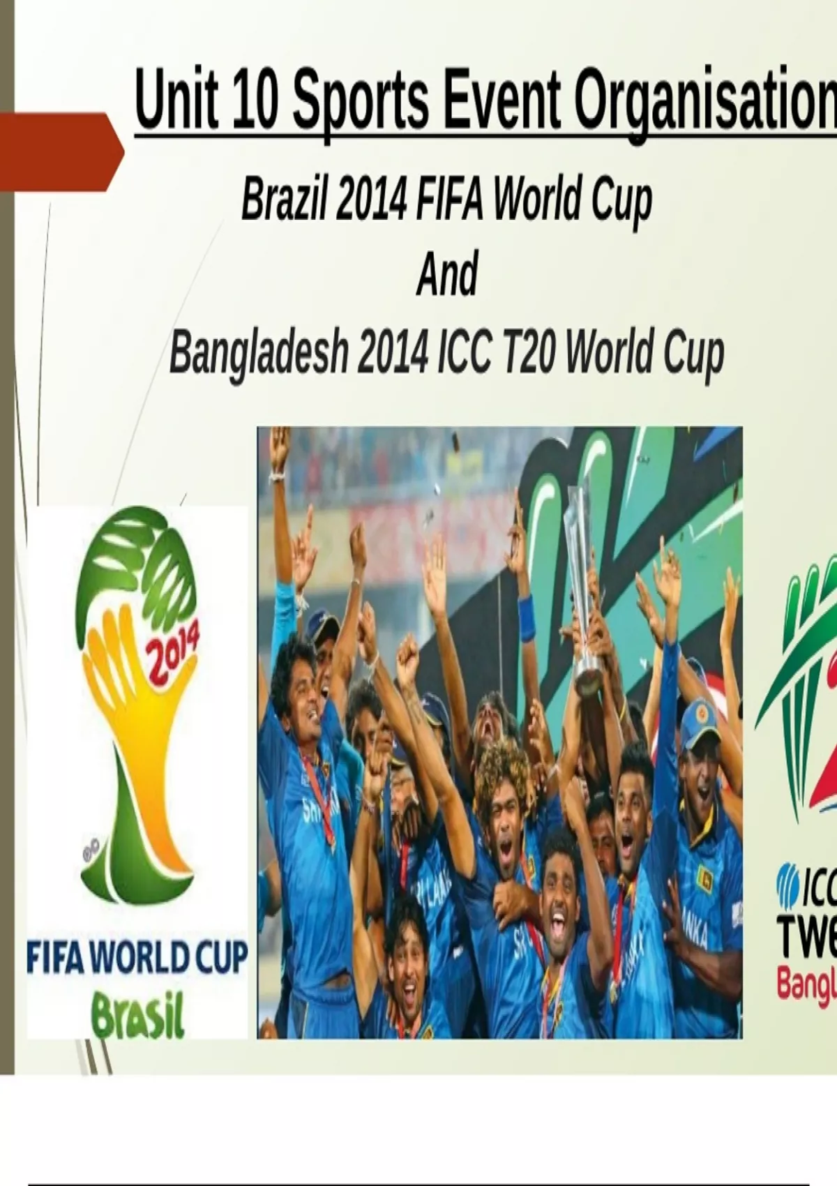 BTEC Sport Unit 10 Sports Event Organisation - Brazil 2014 Football ...