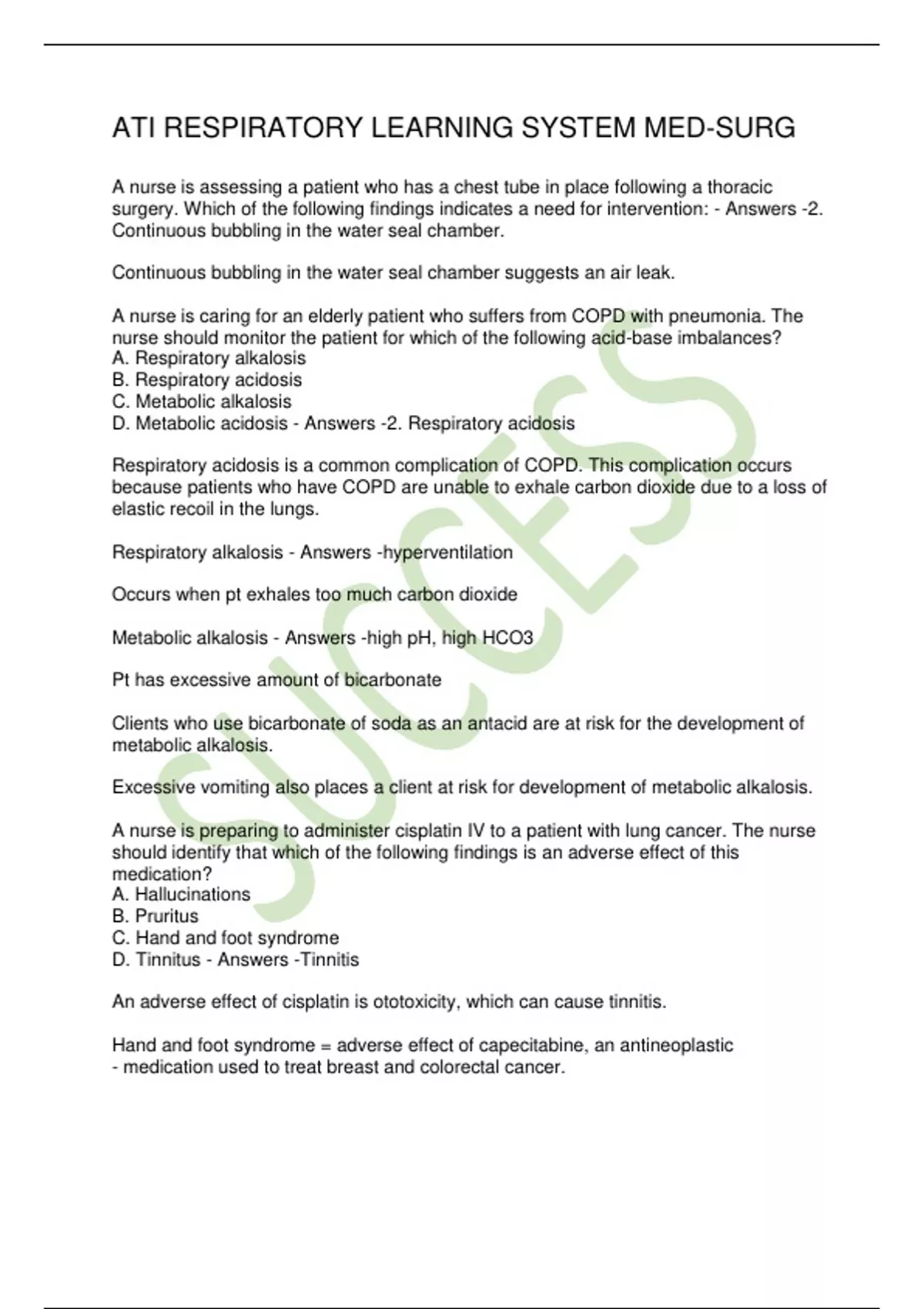 ATI RESPIRATORY LEARNING SYSTEM MED-SURG - ATI RESPIRATORY - Stuvia US