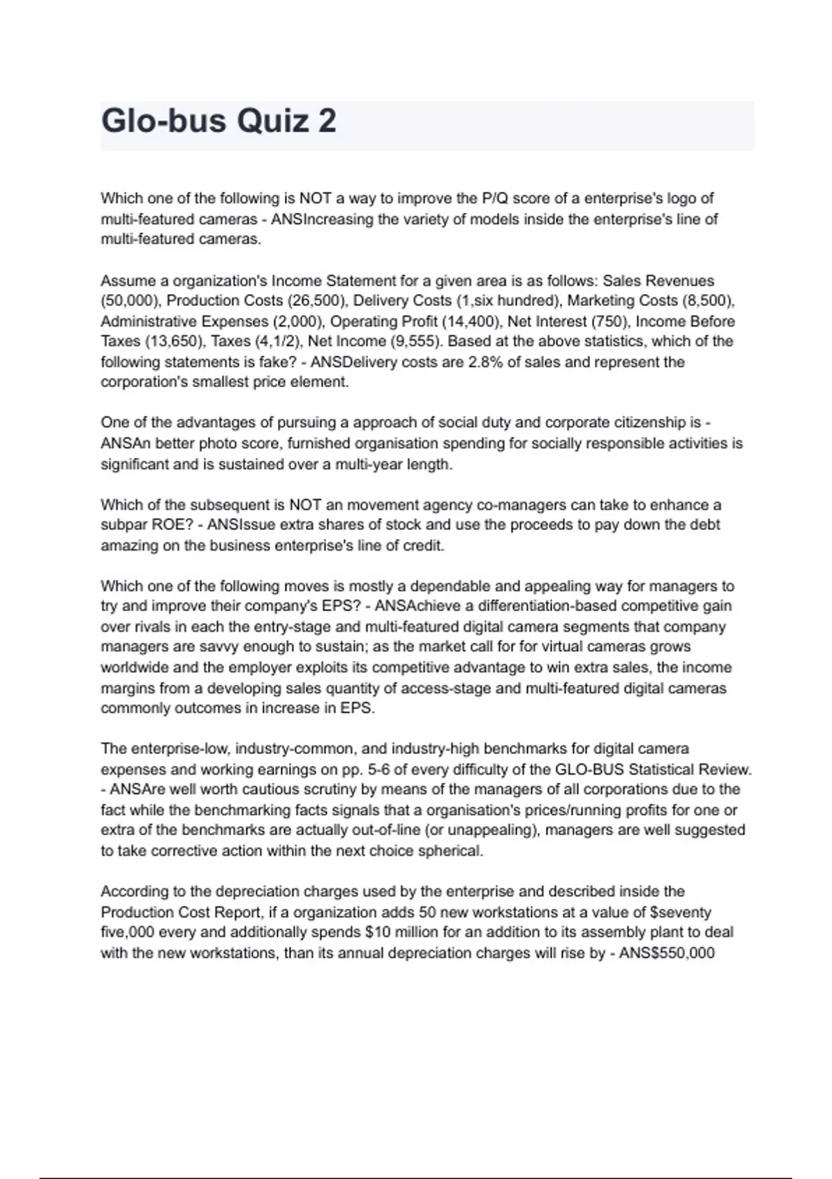 Glo-bus Quiz 2 Questions with 100% Correct Answers | Updated & Verified ...