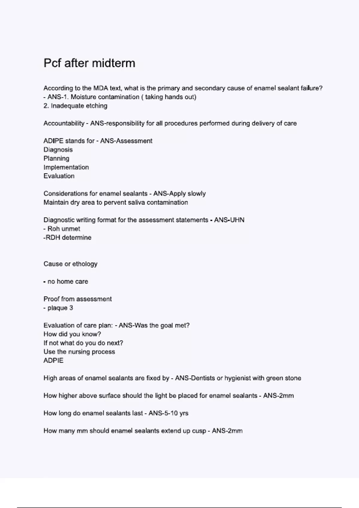 Pcf after midterm Questions & 100% Verified Correct Answers with ...