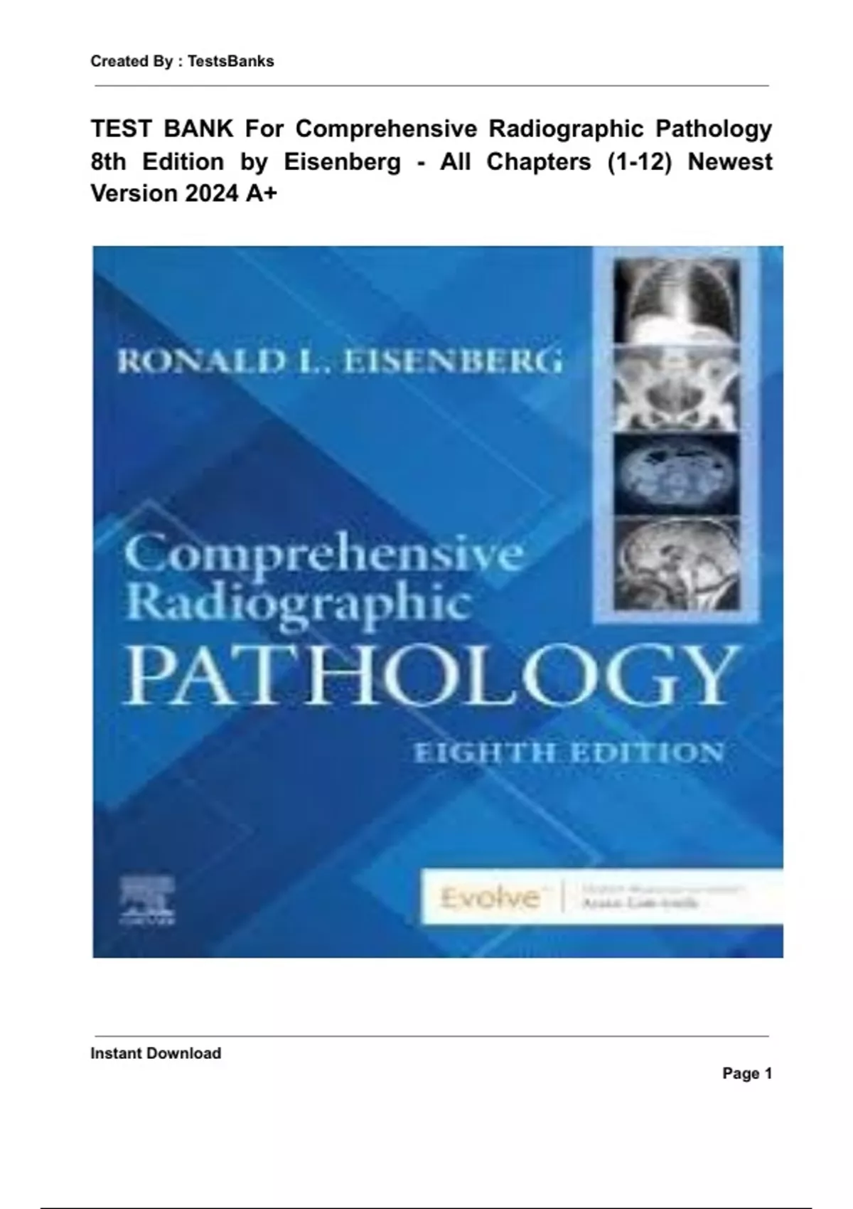 TEST BANK For Comprehensive Radiographic Pathology 8th Edition by ...