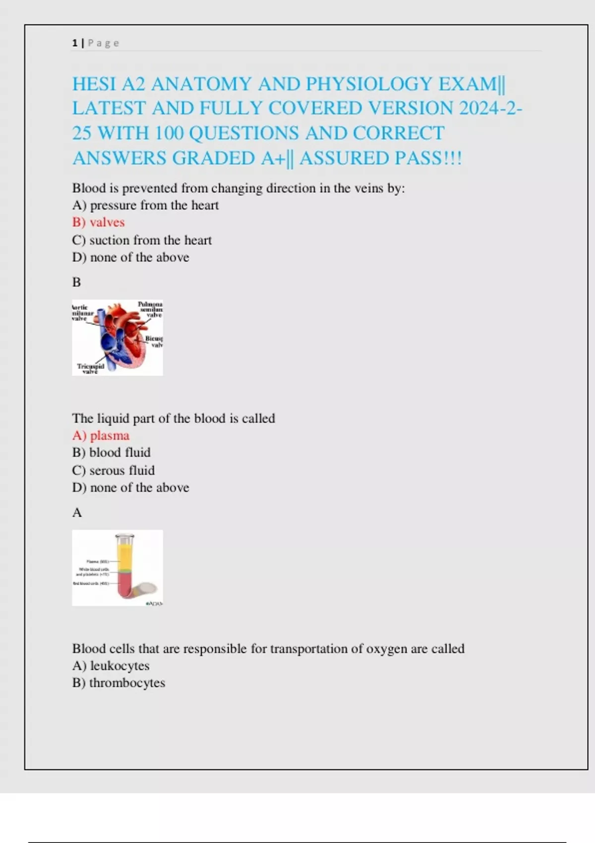 HESI A2 ANATOMY AND PHYSIOLOGY EXAMS PACKAGE|| HESI A2 EXAM MODULE1-5 ...