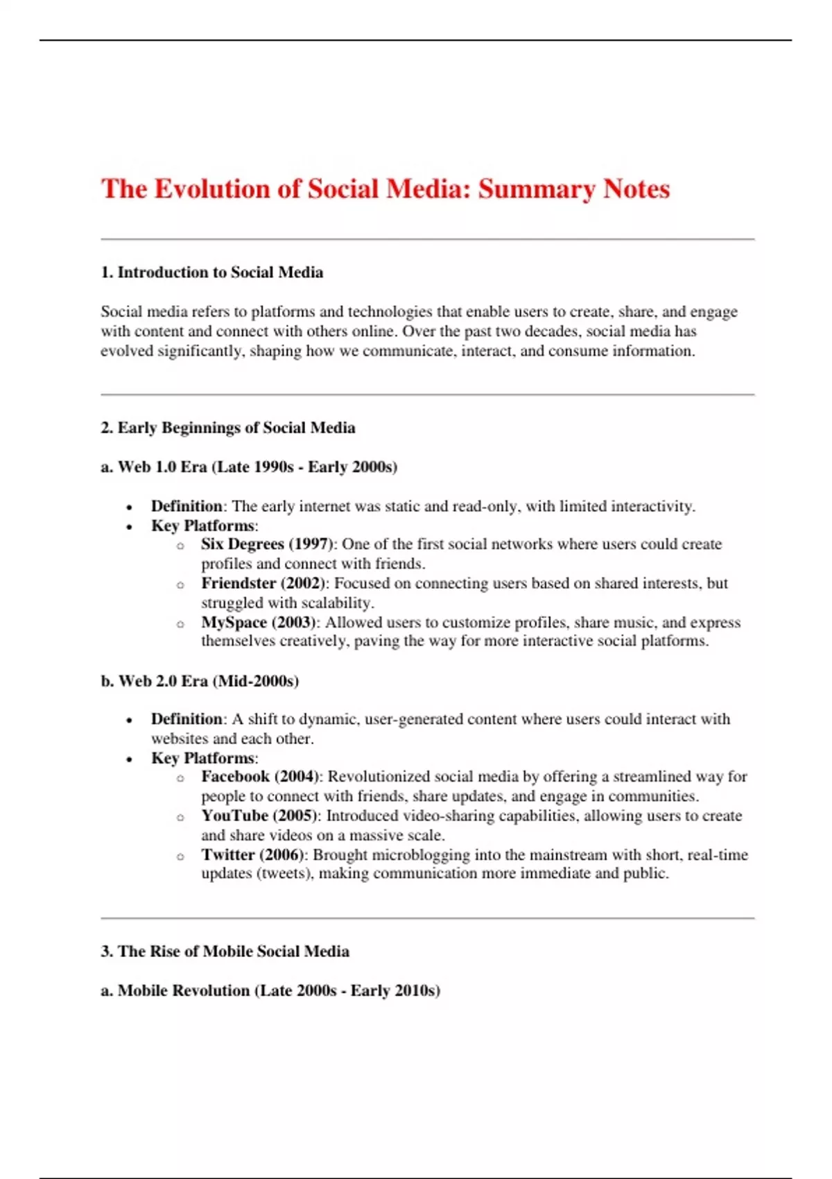 Summary EVOLUTION OF SOCIAL MEDIA PLATFORMS - EVOLUTION OF SOCIAL MEDIA ...
