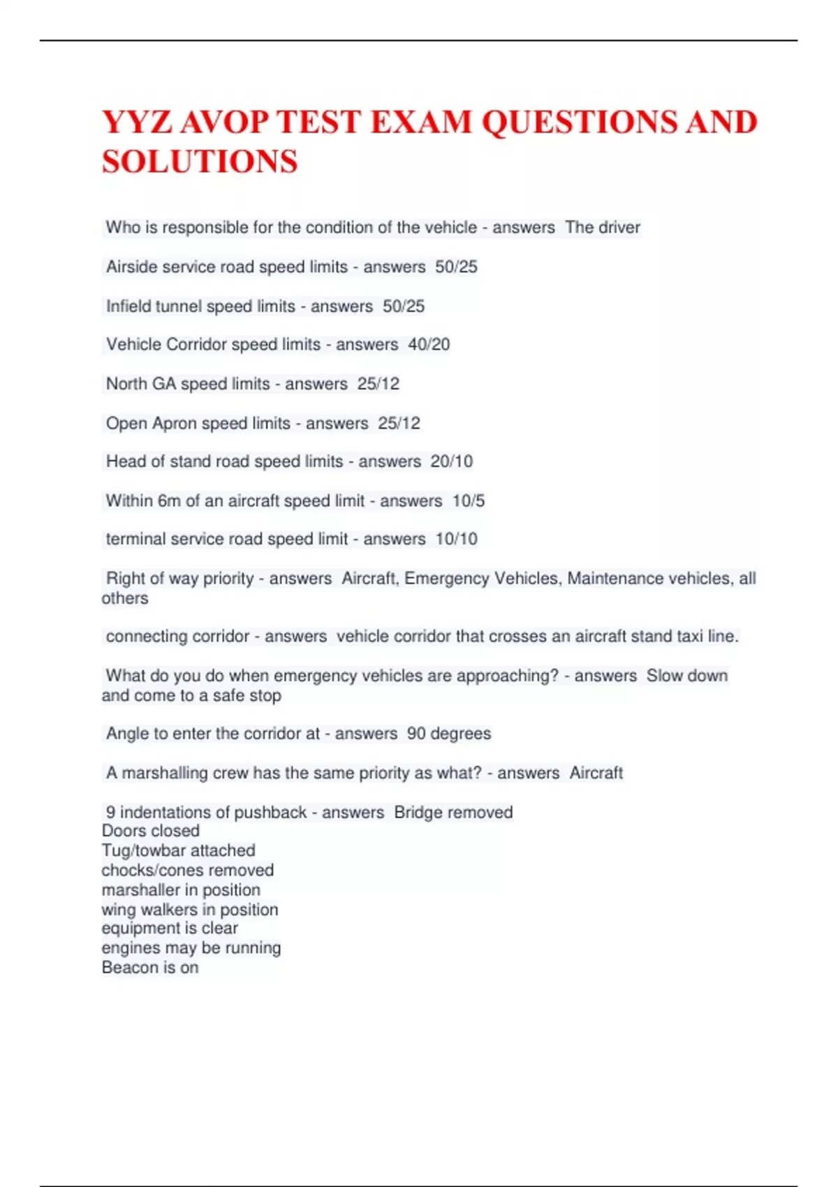 YYZ AVOP TEST EXAM QUESTIONS AND SOLUTIONS - YYZ AVOP - Stuvia US