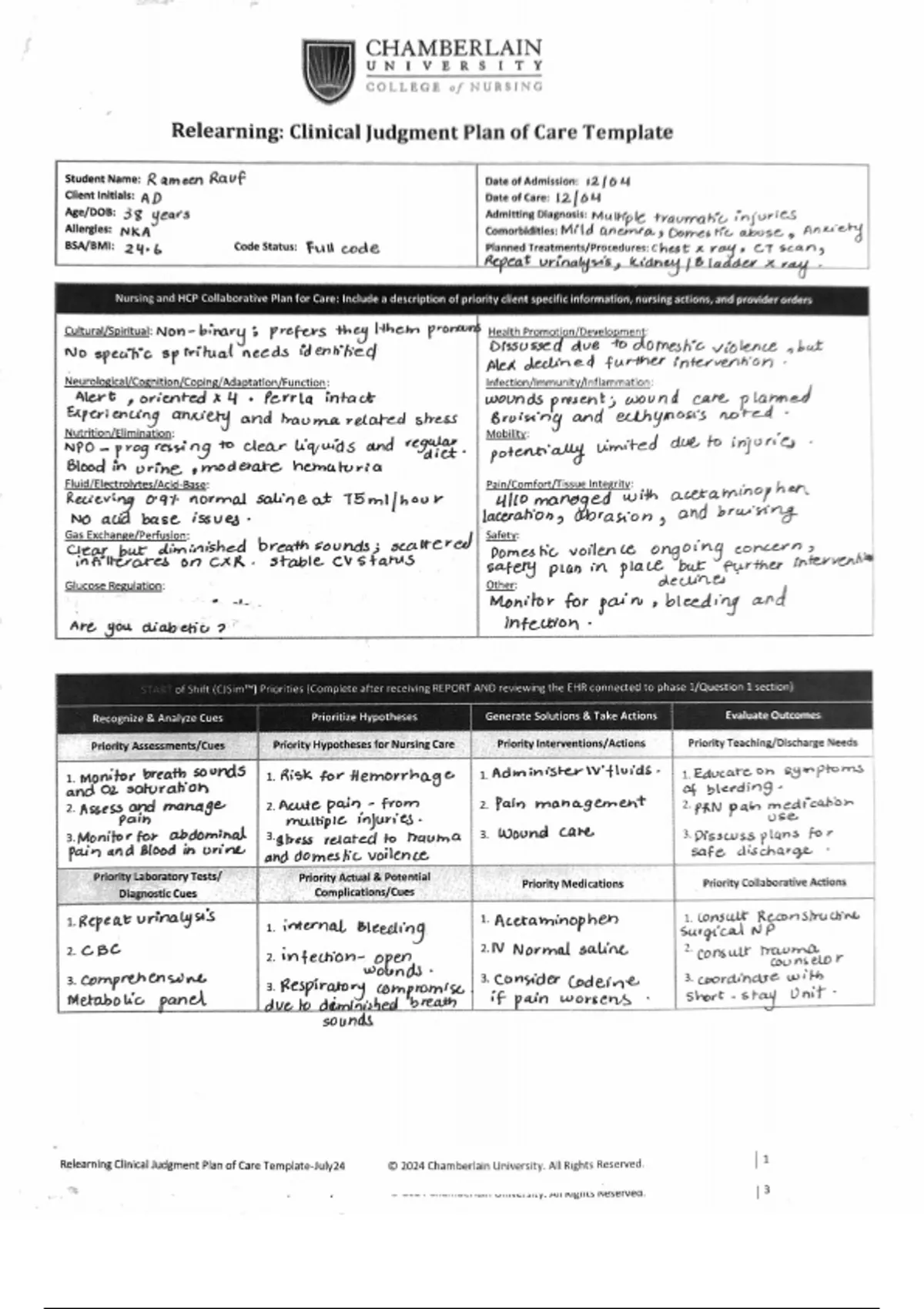 Relearning : Clinical Judgement Plan of care - Nr 442 Community Health (NR442) - Stuvia US