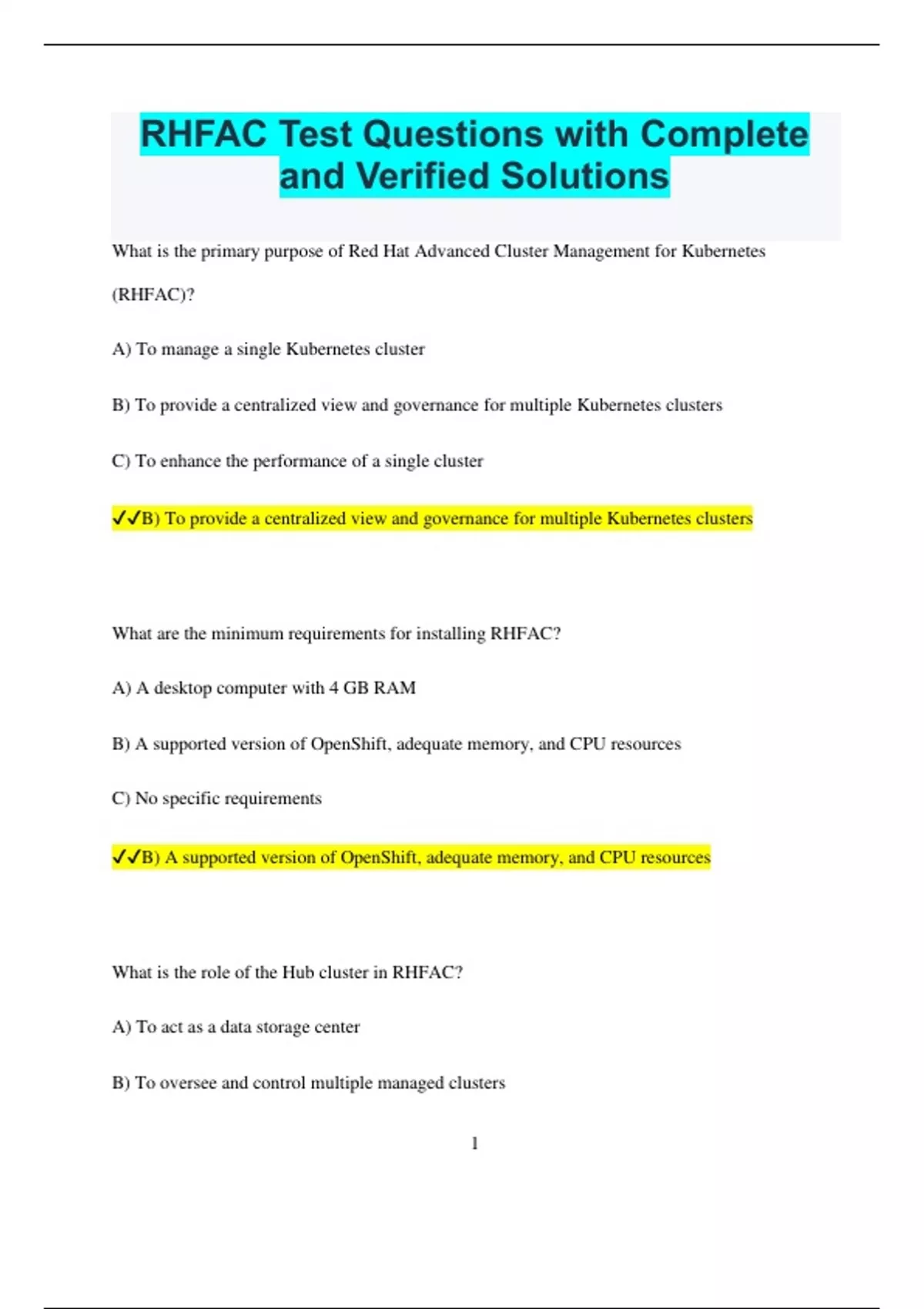 RHFAC Test Questions with Complete and Verified Solutions - RHFAC Tst ...