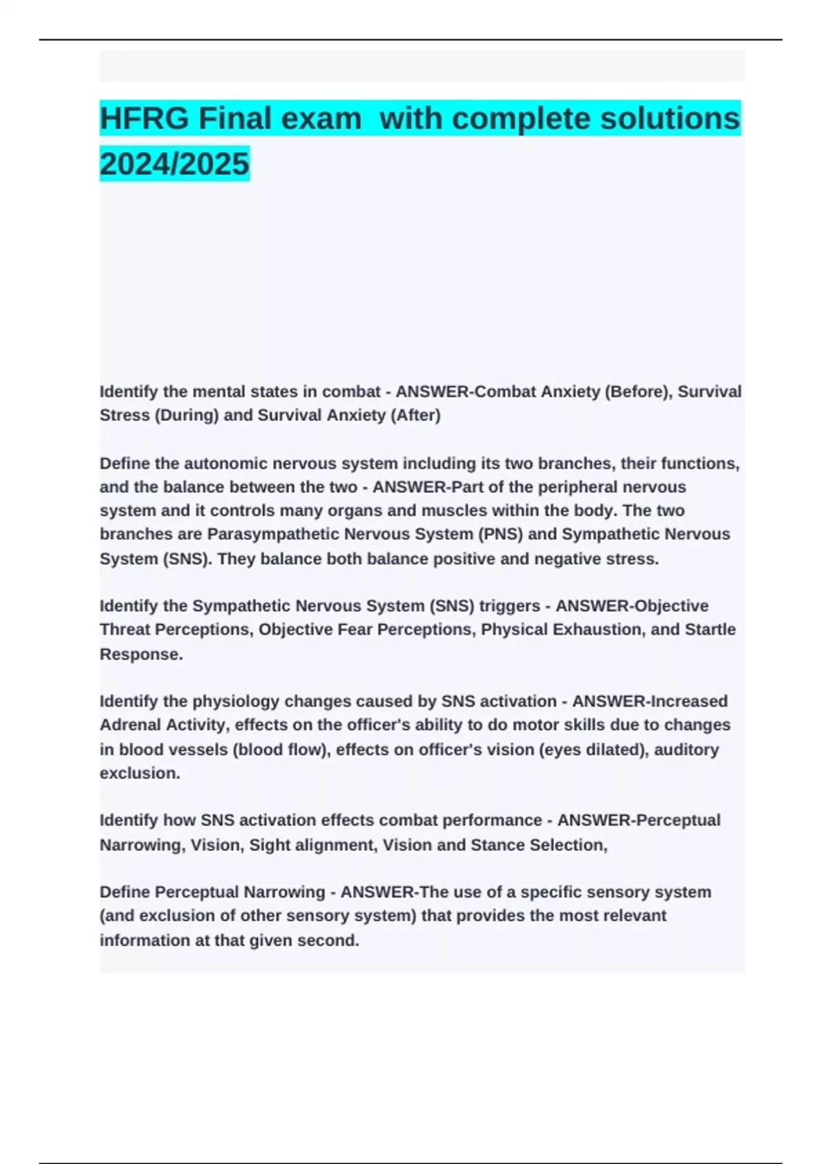 HFRG Final exam with complete solutions 2024_202 - HFRG - Stuvia US