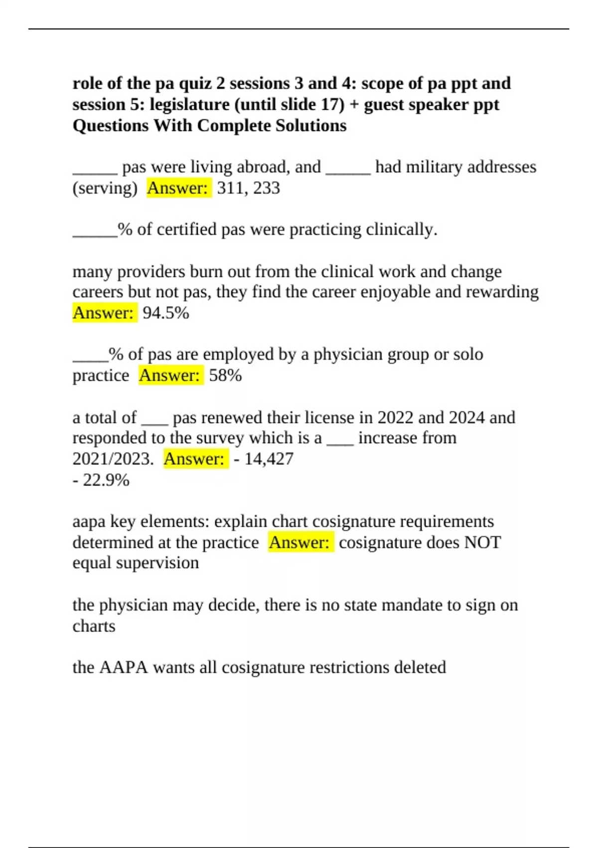 role of the pa quiz 2 sessions 3 and 4: scope of pa ppt and session 5 ...