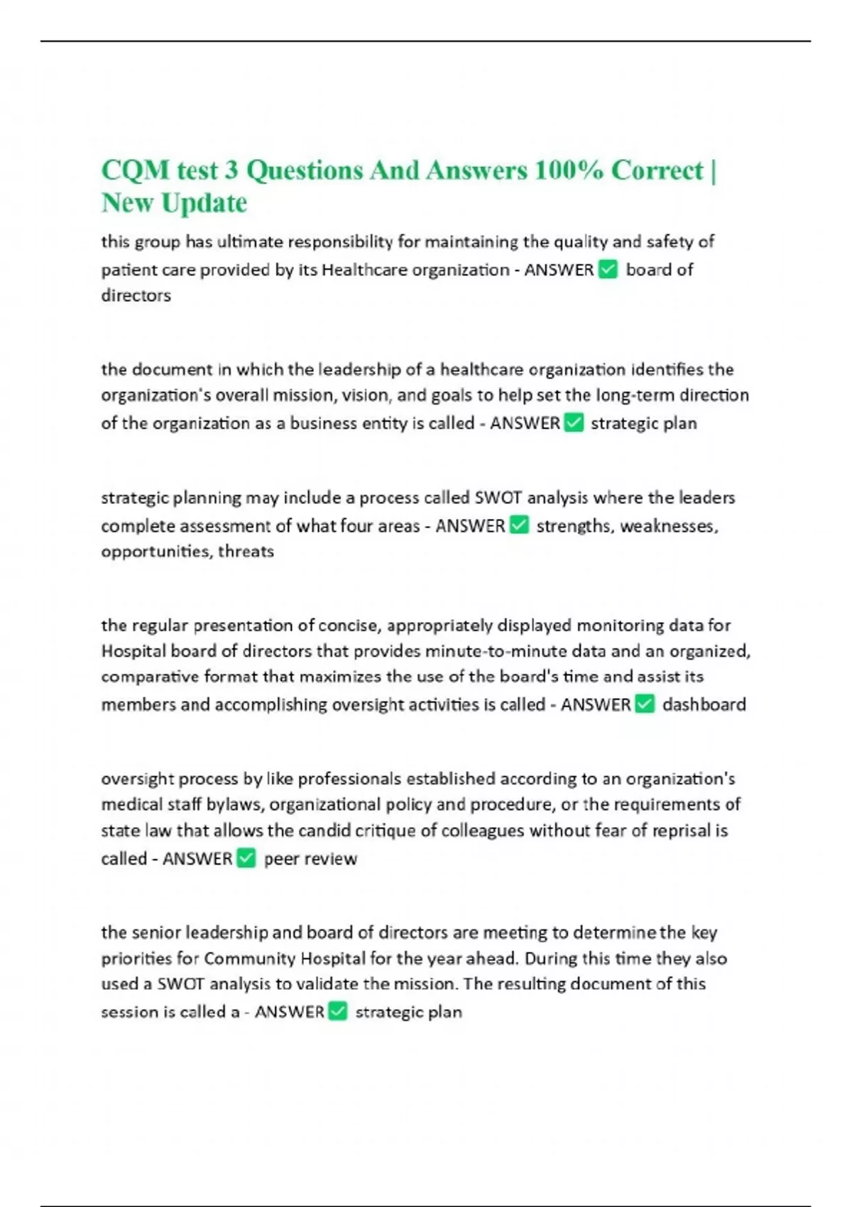 CQM test 3 Questions And Answers 100% Correct | New Update - CQM ...