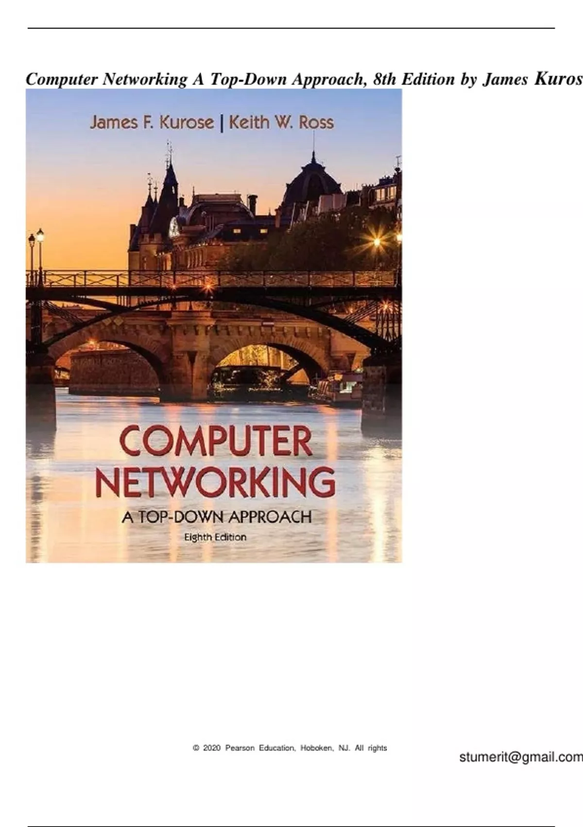 Computer Networking A Top-Down Approach, 8th Edition by James Kurose-stamped - Computer ...