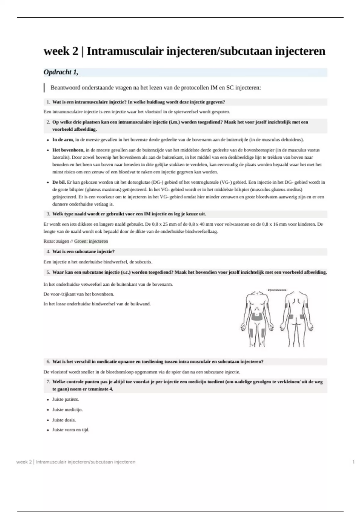 Intramusculair en Subcutaan injecteren | Kenniskaarten - HIG - Stuvia NL