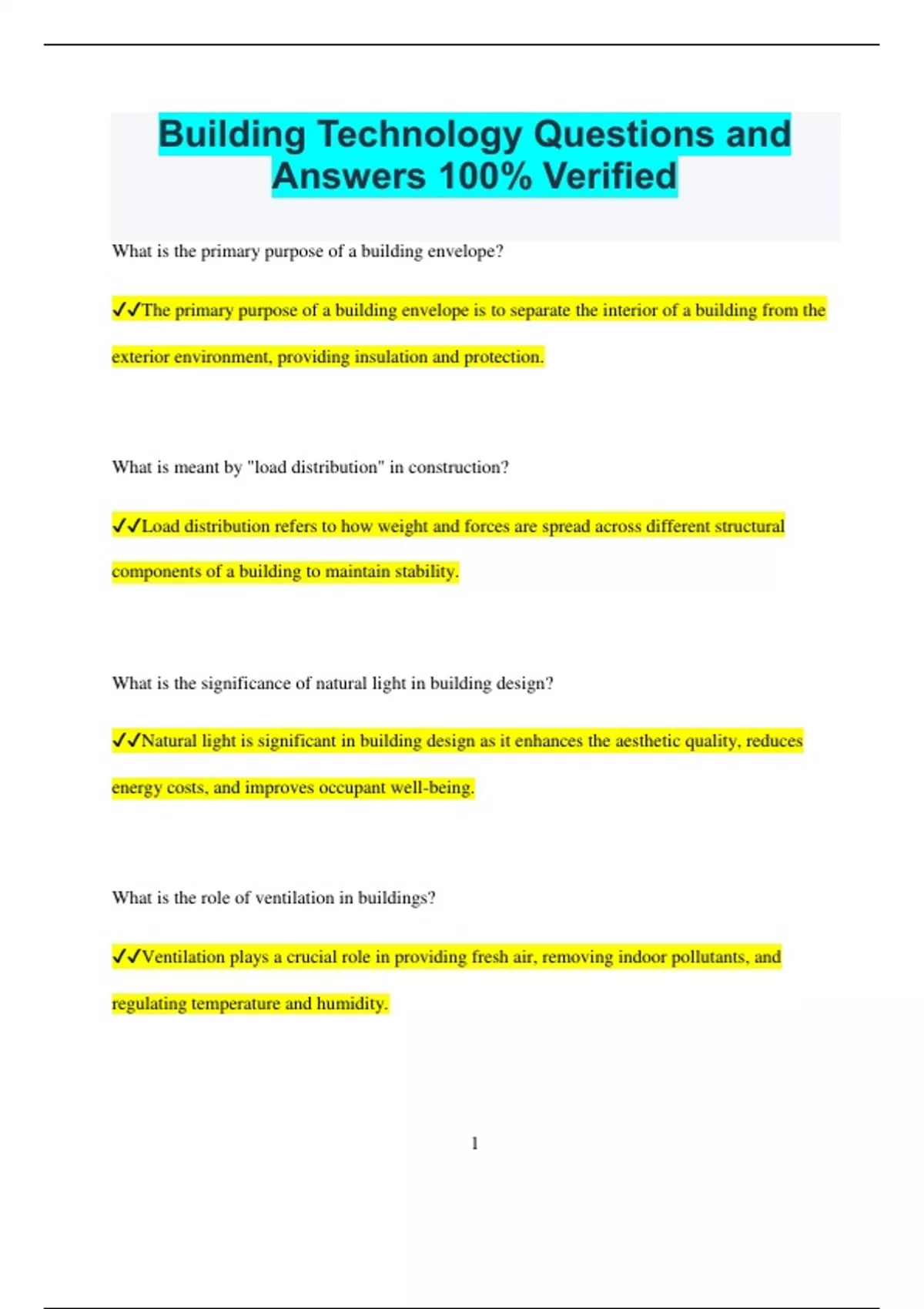 Building Tech Bundled Exams Questions and Answers Latest Versions (2024 ...