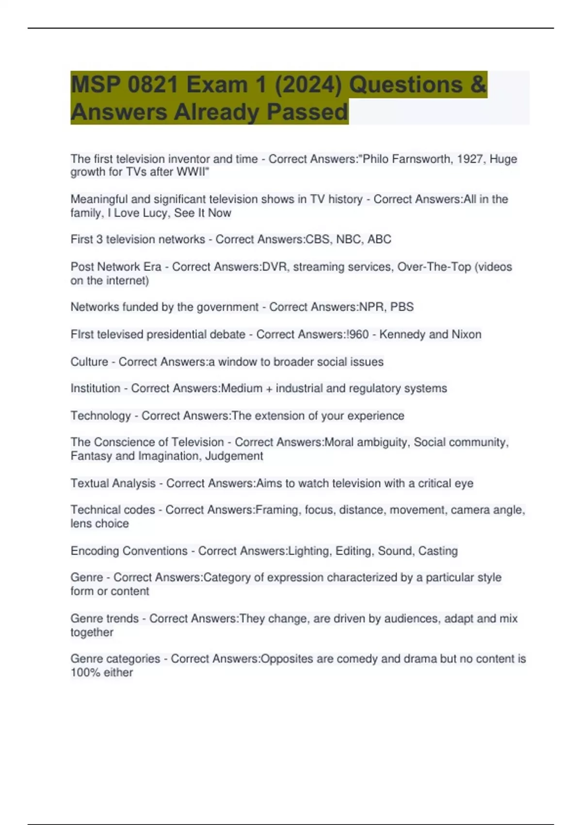 MSP 0821 Exam 1 (2024) Questions & Answers Already Passed The first ...