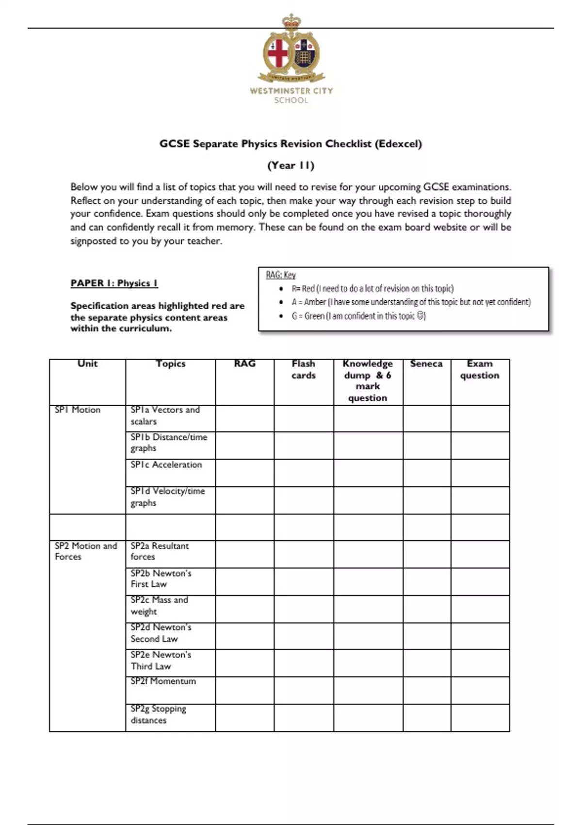 Summary Edexcel separate science revision check list (all 3 sciences ...