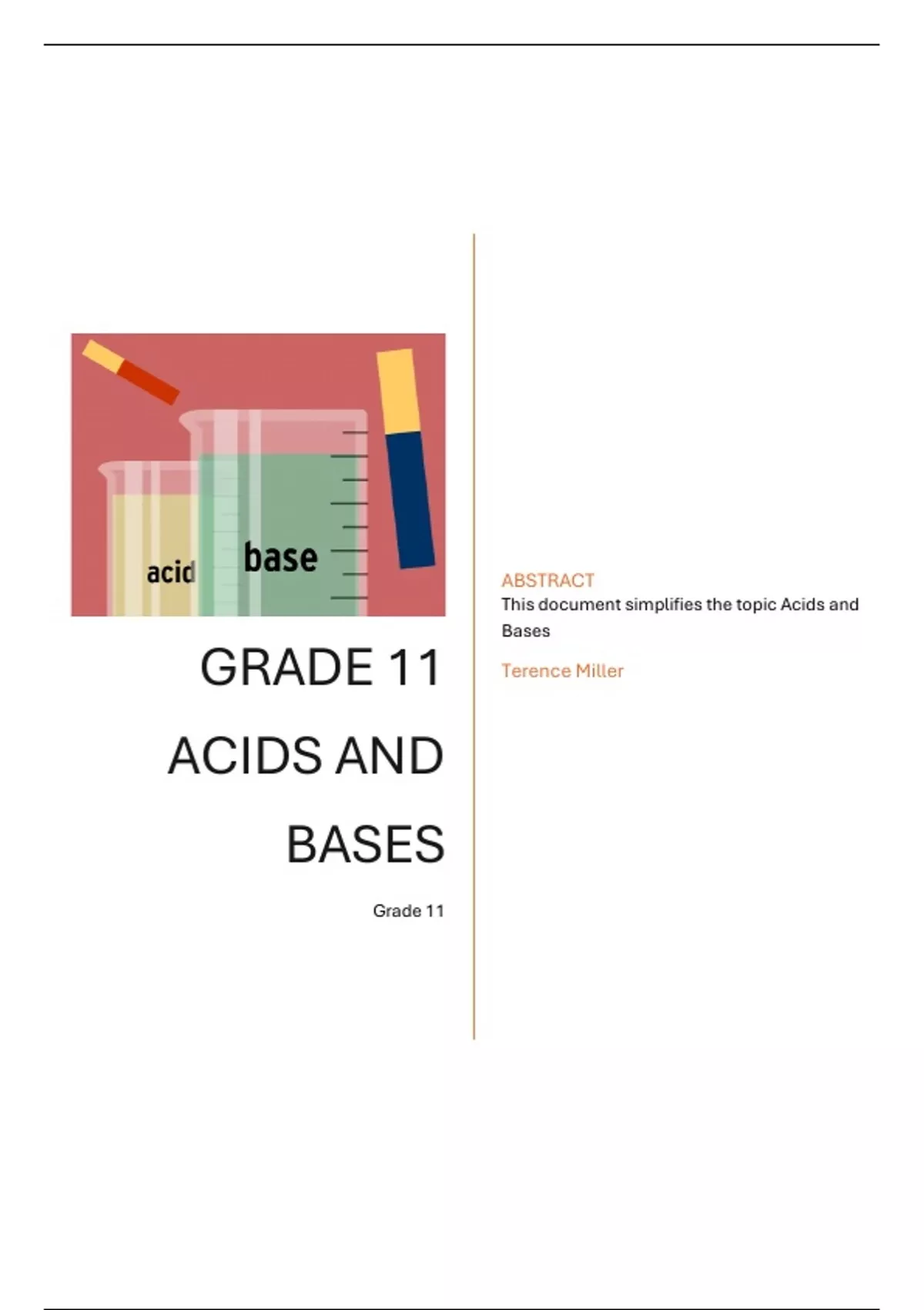 Chemistry Grade 11 Acids and Bases Class notes 2024 - Physical Sciences ...