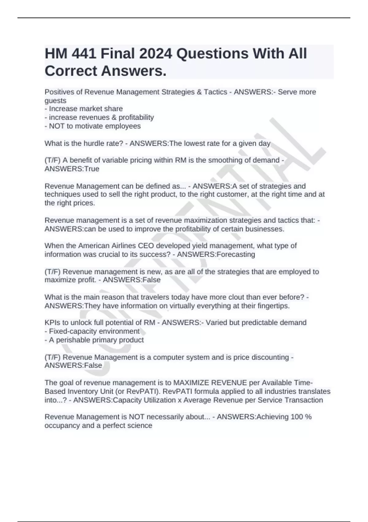 HM 441 Final 2024 Questions With All Correct Answers - CGFM - Certified ...