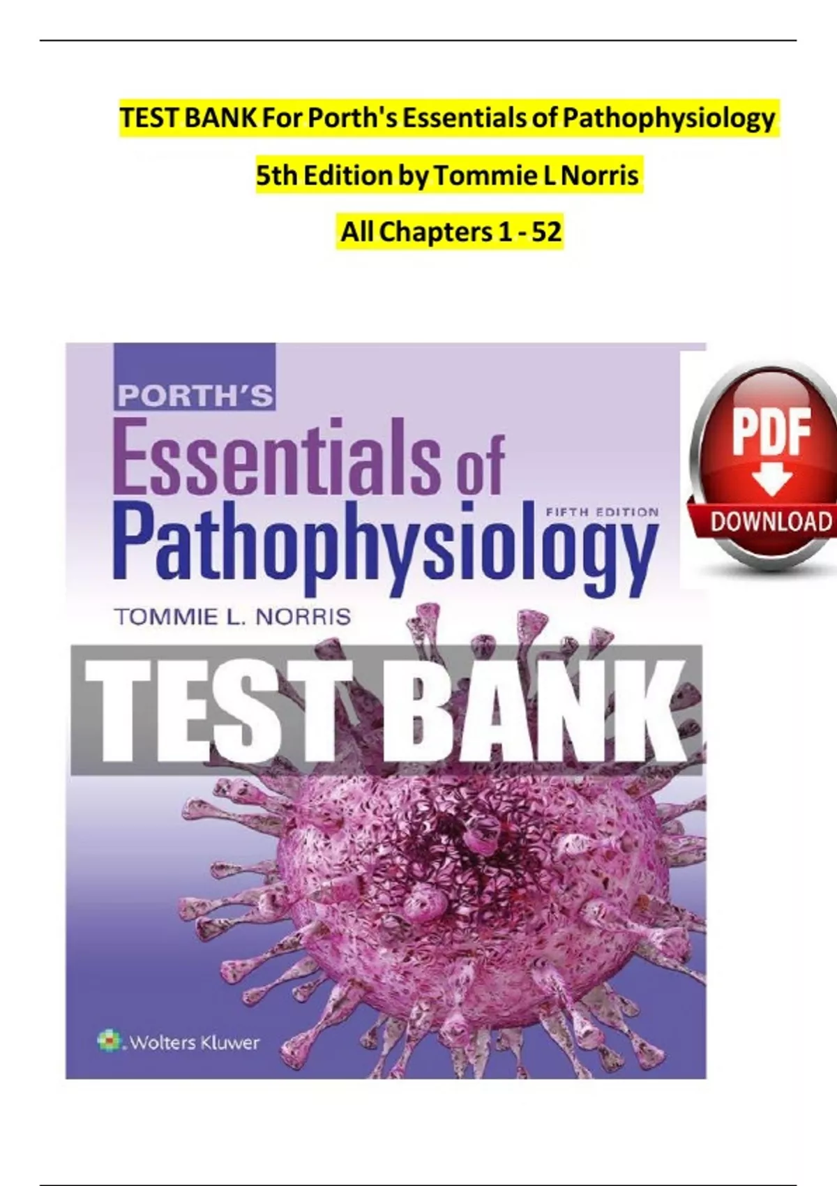 Test Bank For Pathophysiology 5th Edition (All chapters complete, A+ ...