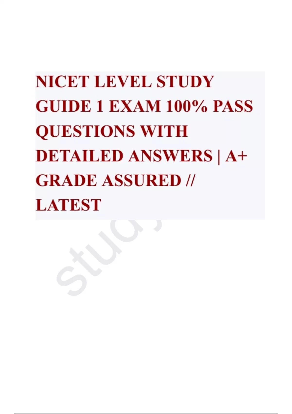 NICET LEVEL STUDY GUIDE 1 EXAM 100 When testing a water level ...