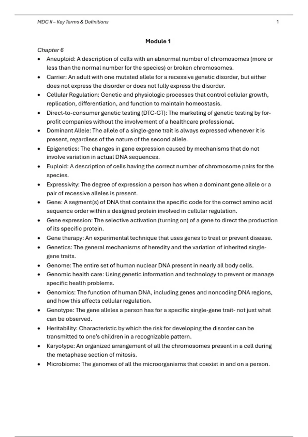 MDC 2 - Module 1 Terms & Definitions - NUR 2392 Multidimensional Care II MDC II - Stuvia US
