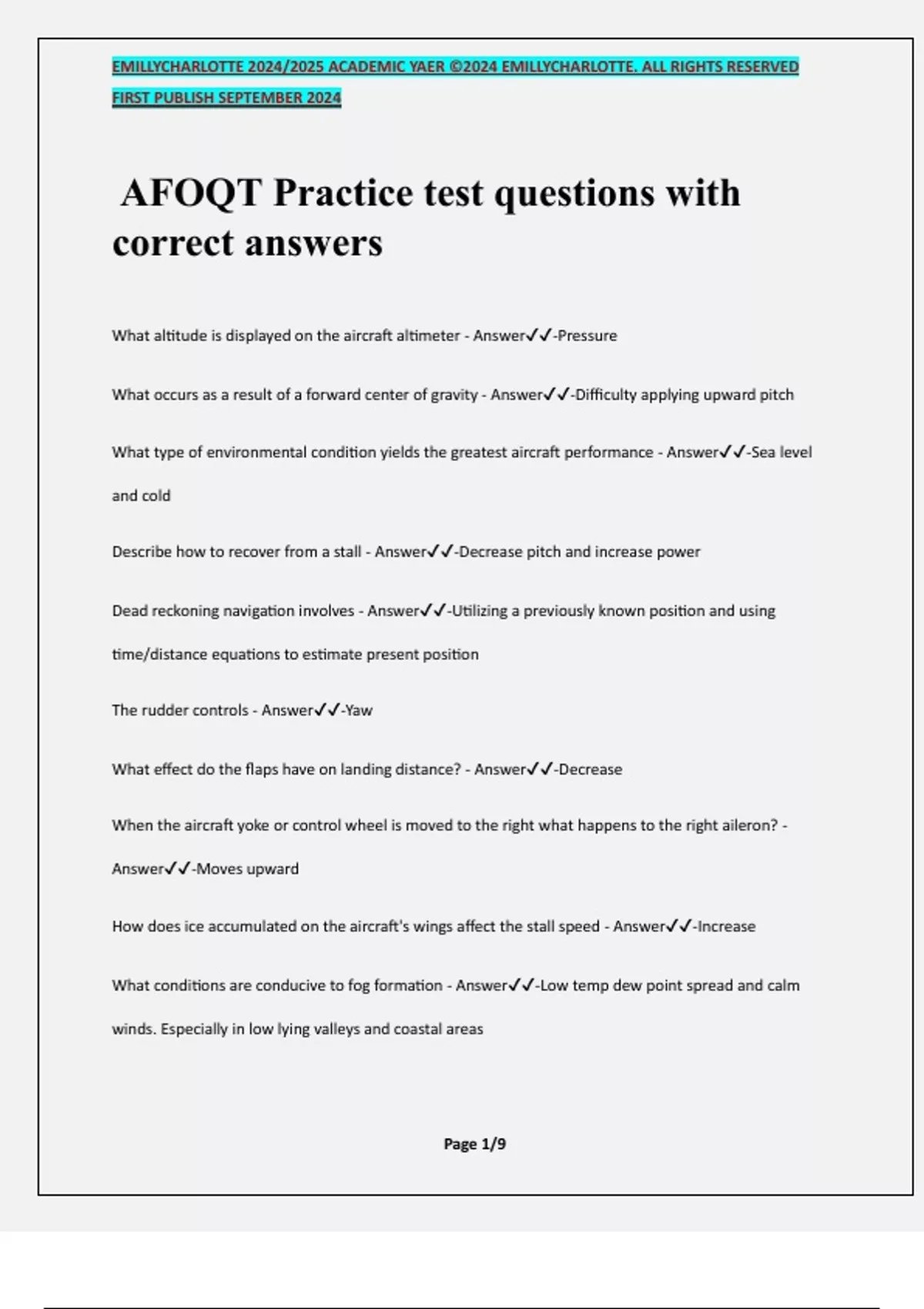 Afoqt Practice Test Questions With Correct Answers Afoqt Stuvia Us