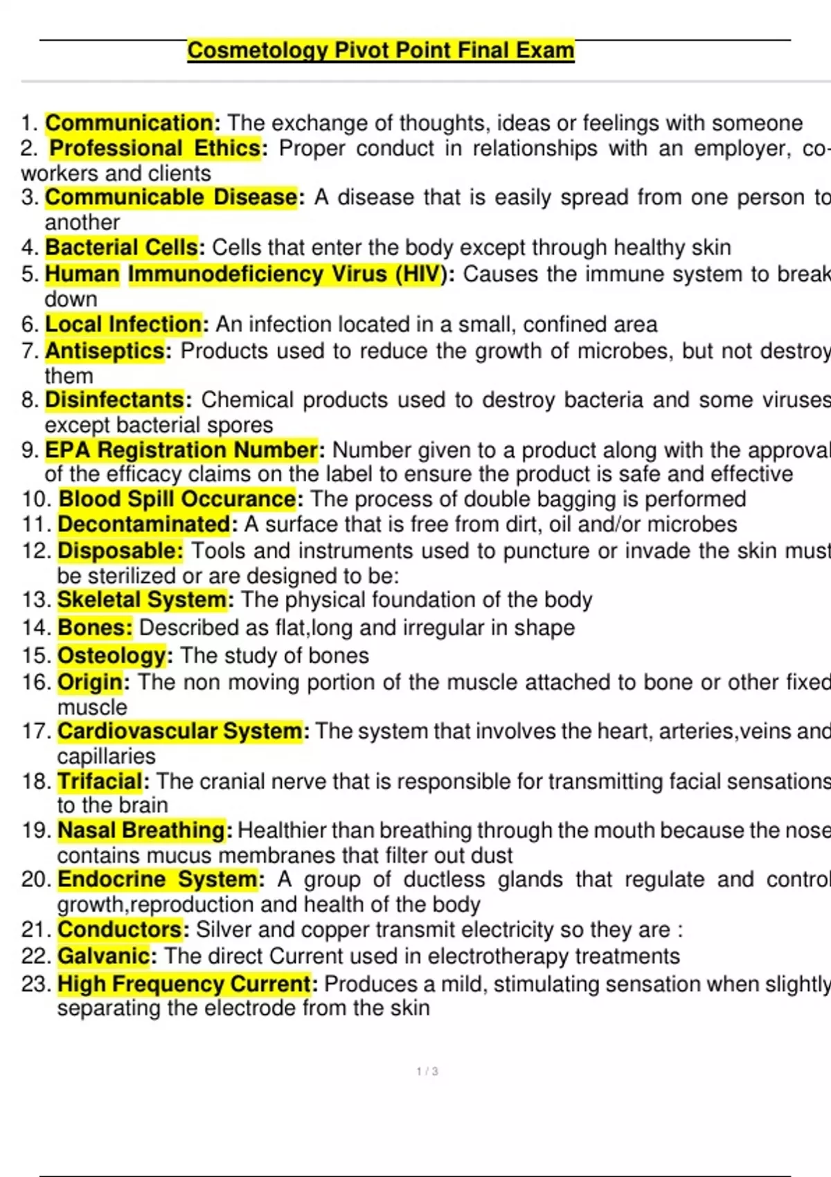 Cosmetology pivot point questions and answers graded a+ 2024 - Milady ...