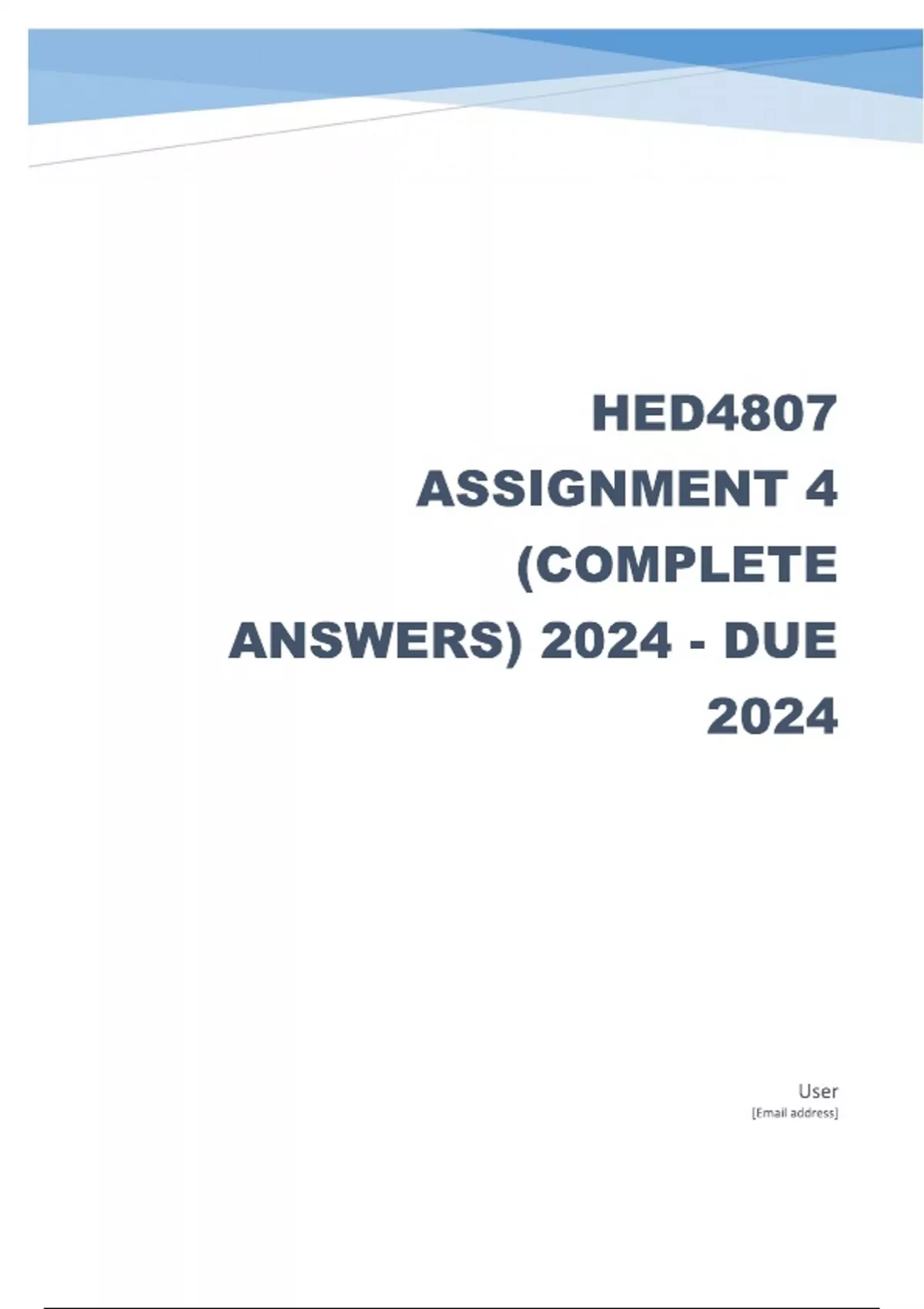 HED4807 Assignment 4 (COMPLETE ANSWERS) 2024 - DUE 9 October 2024 _ (REVISED FULL ASSIGNMENTS ...