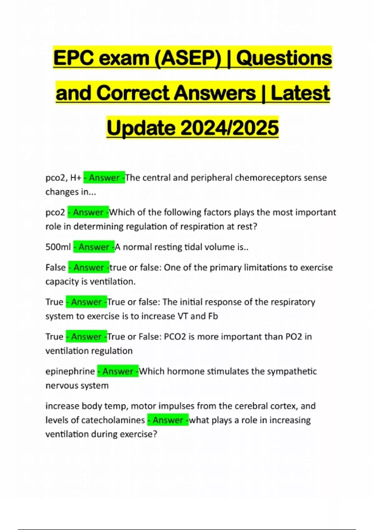 EPC EXAM (ASEP) ACTUAL 2025/2026 QUESTIONS AND 100% CORRECT ANSWERS - ASEP - Stuvia US
