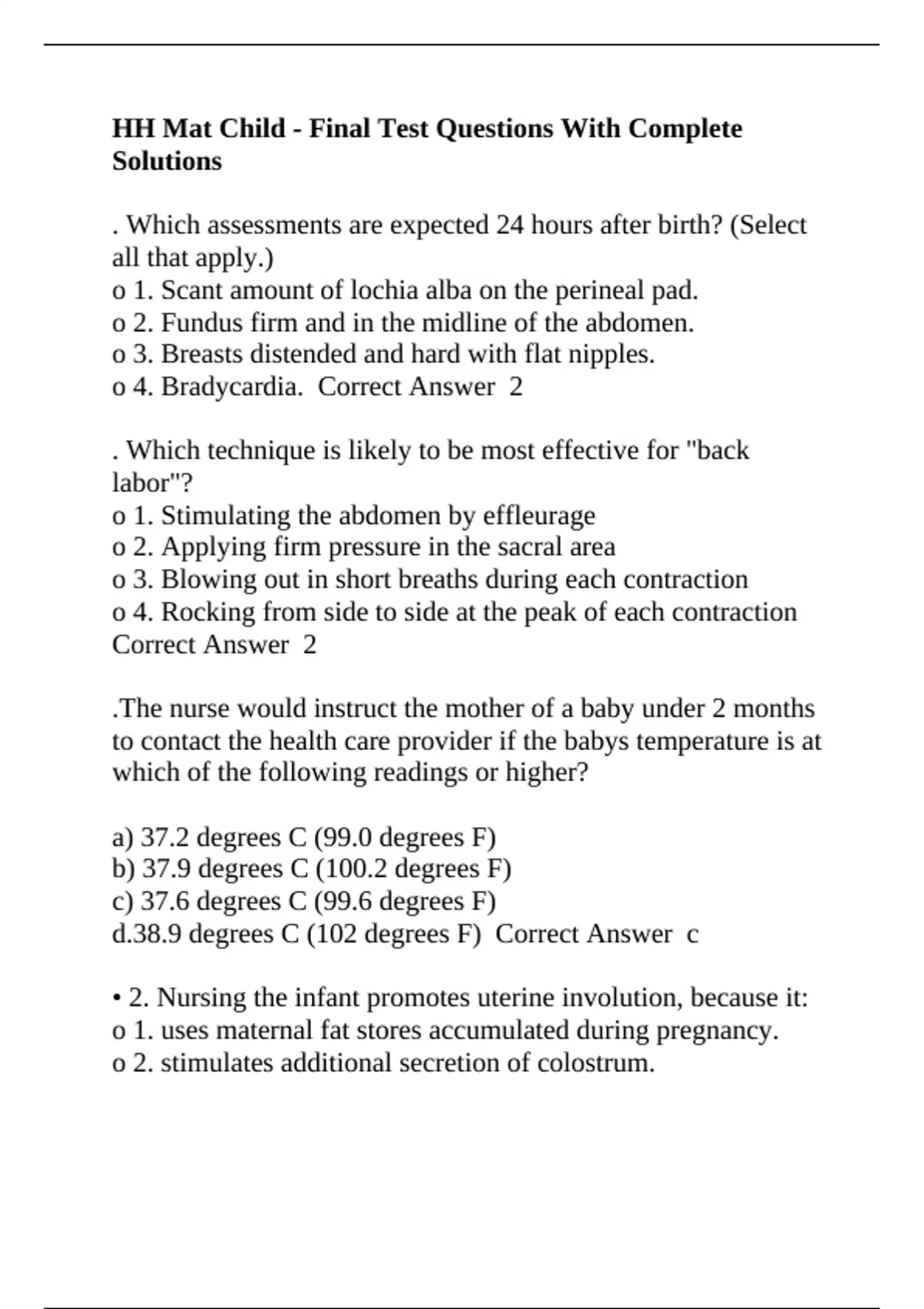 HH Mat Child - Final Test Questions With Complete Solutions - HH Mat ...