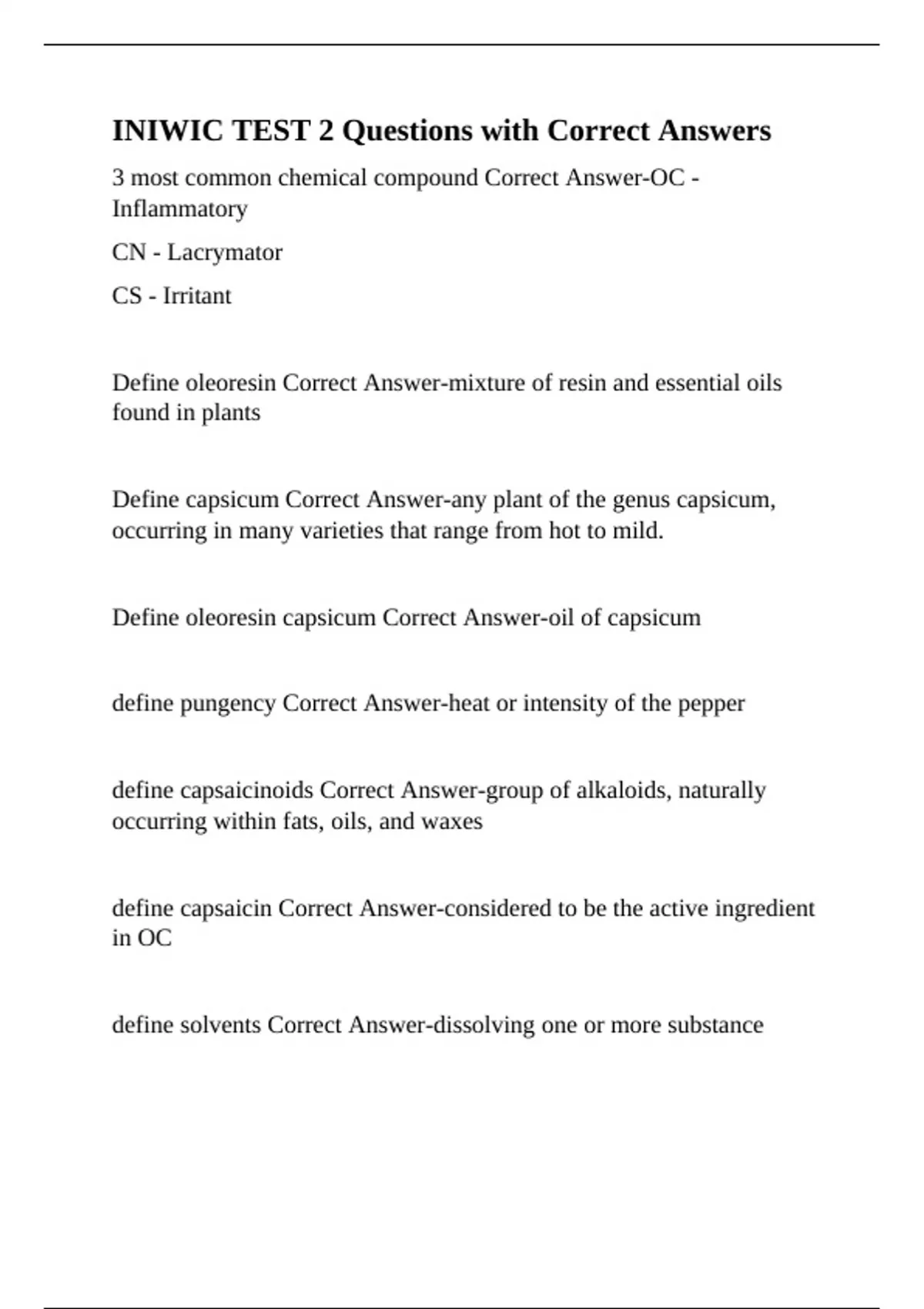 INIWIC TEST 2 Questions with Correct Answer2 - INIWIC - Stuvia US