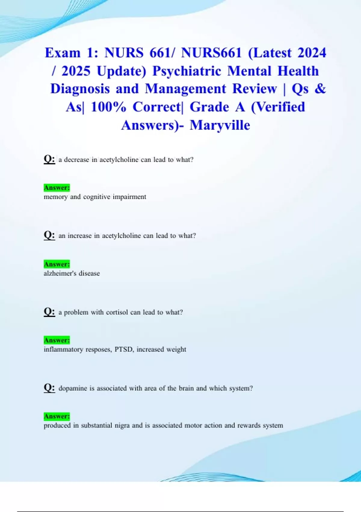Exam 1 & Exam 2: NURS 661/ NURS661 (Latest 2024/ 2025 Updates STUDY ...