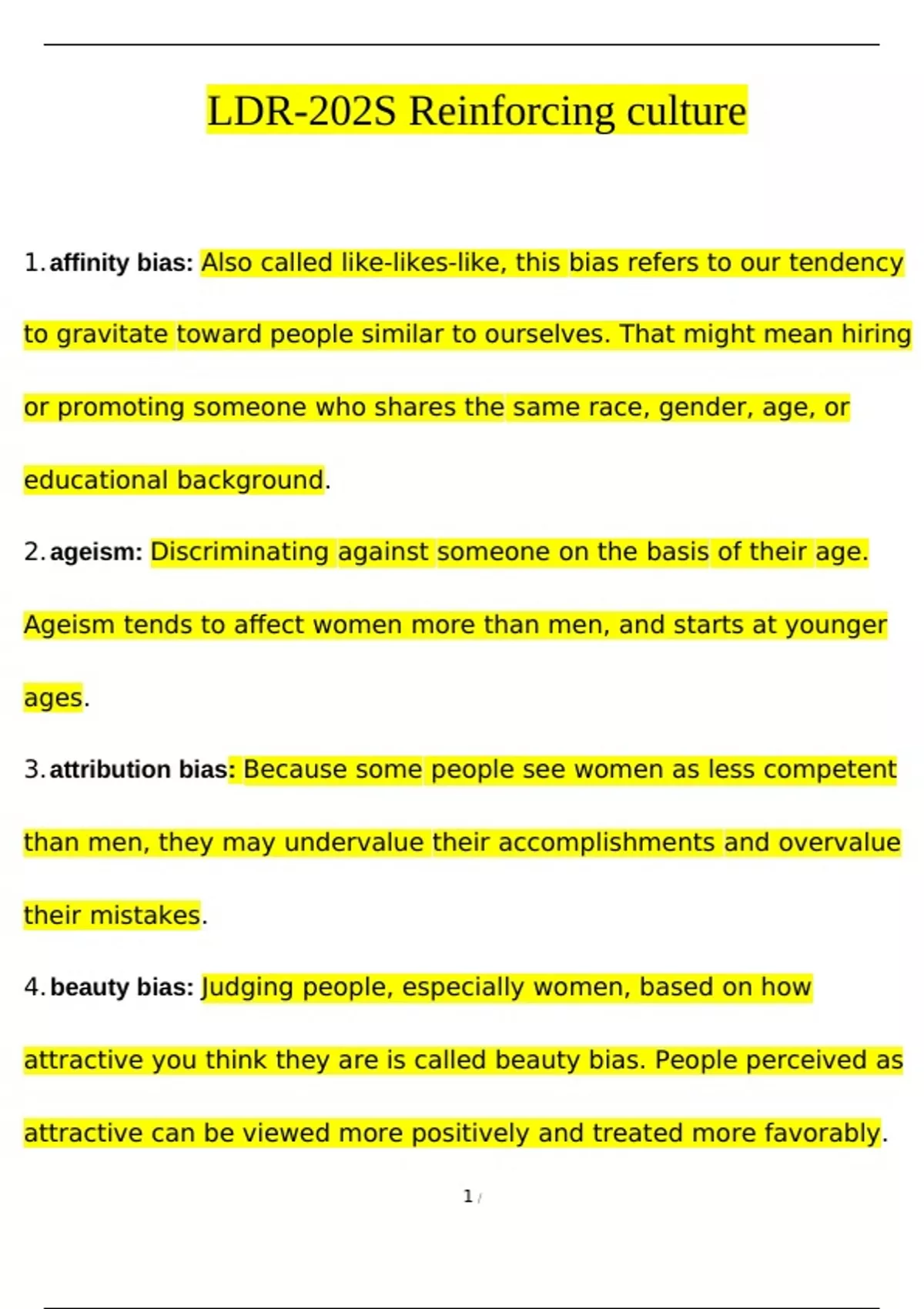 LDR-202S Reinforcing culture QUESTIONS AND ANSWERS (2024/2025 ...