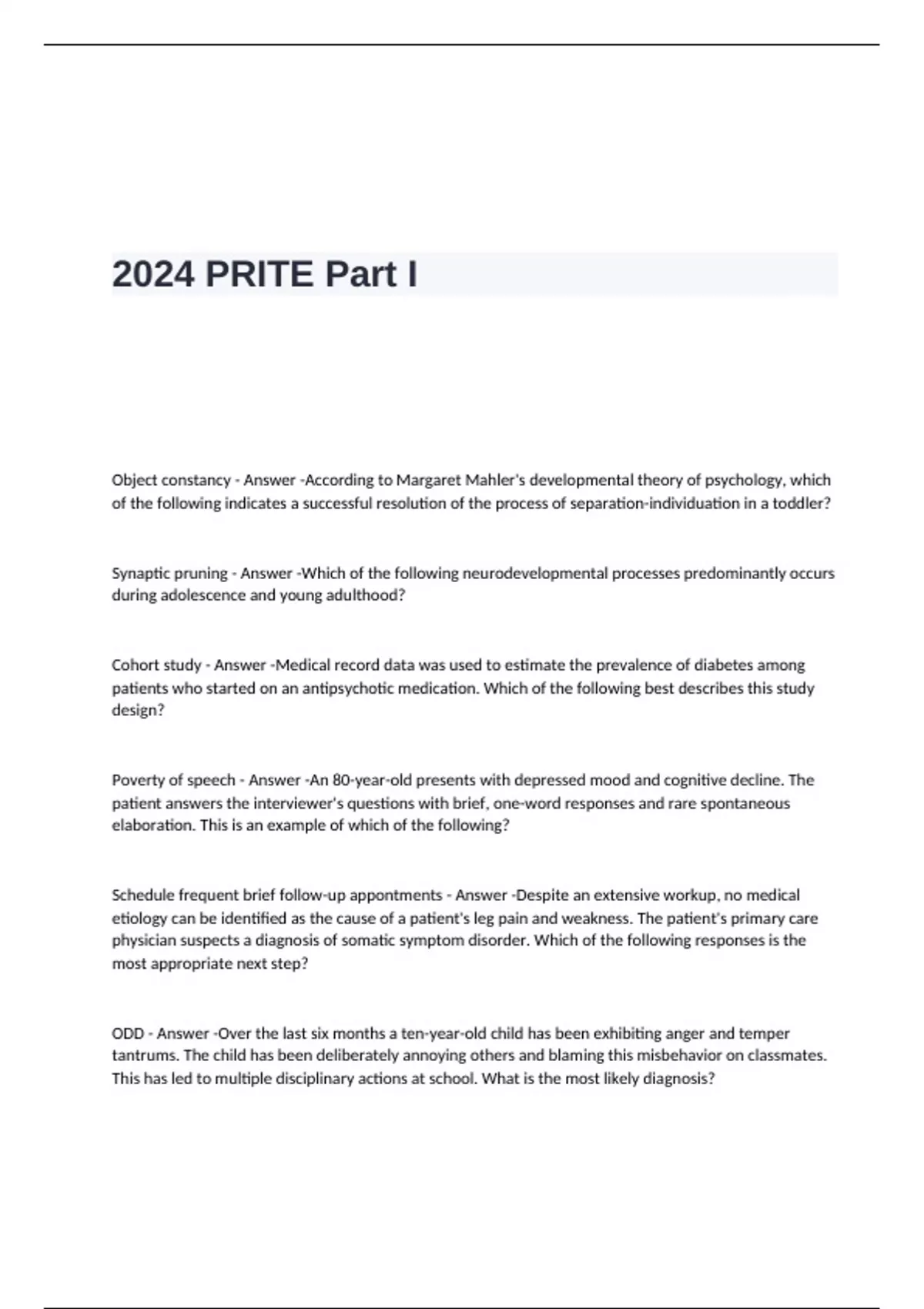 2024 PRITE Part I Exam Questions and Answers - PRITE - Stuvia US