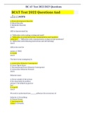 BCAT Test 2022/2023 Questions And 100% correct Answers - BCAT - Stuvia US