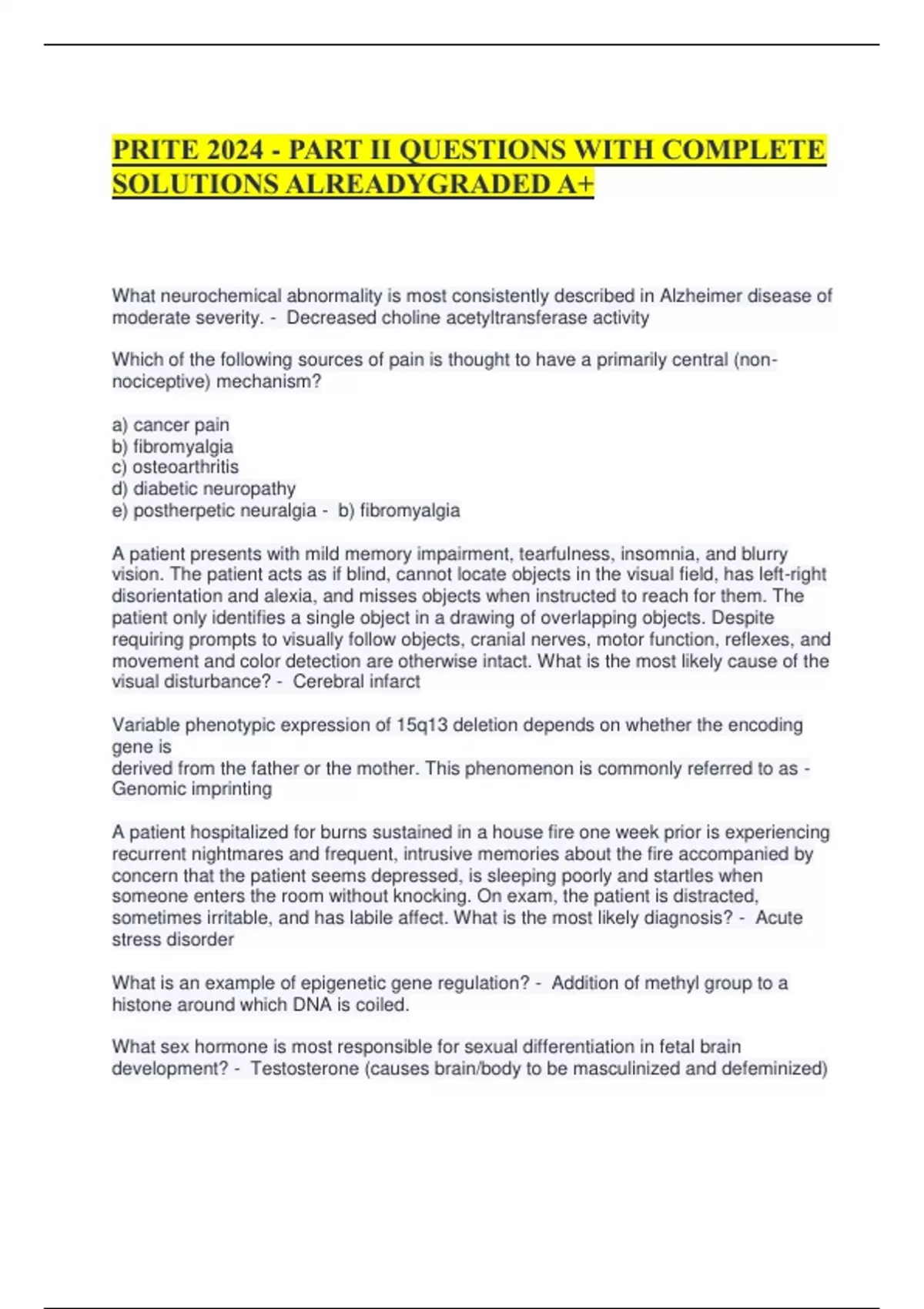 PRITE 2024 - PART II QUESTIONS WITH COMPLETE SOLUTIONS ALREADYGRADED A+ ...