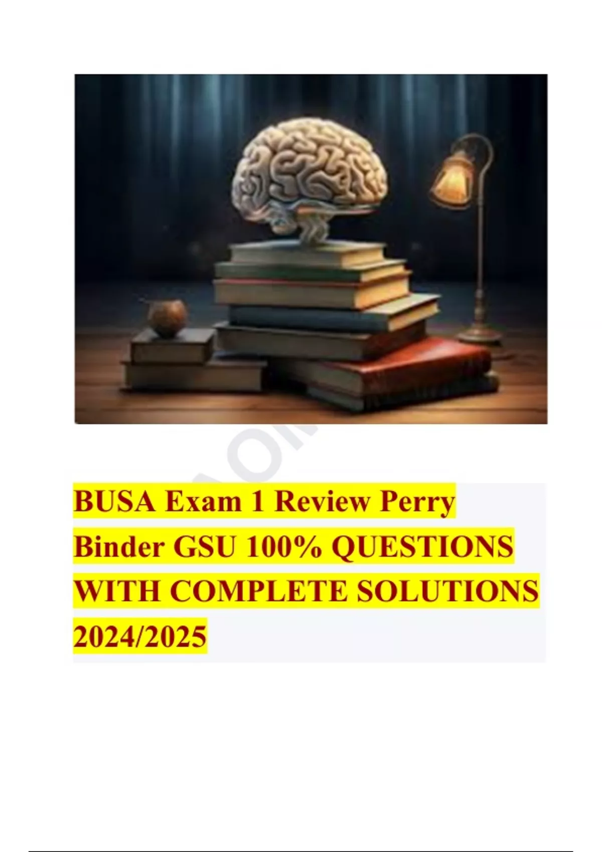 BUSA Exam 1 Review Perry Binder GSU 100% QUESTIONS WITH COMPLETE ...