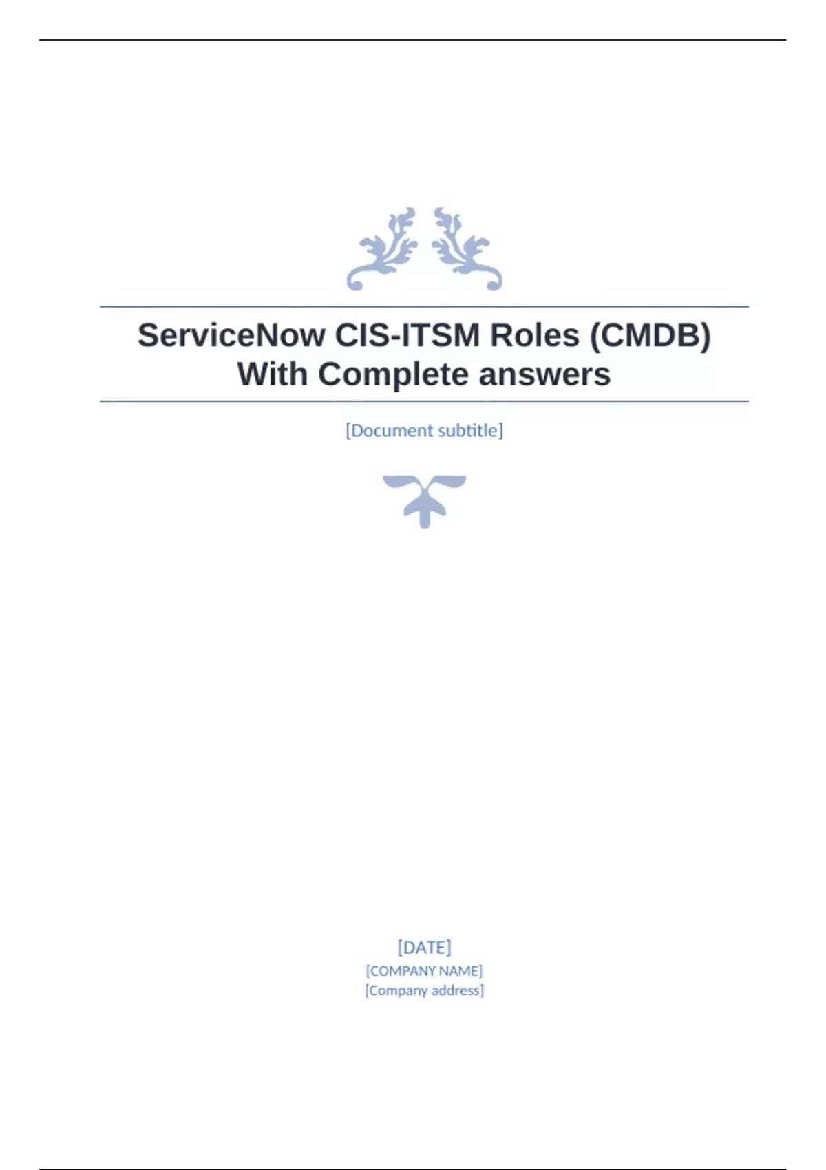 ServiceNow CIS-ITSM Roles (CMDB) With Complete answers. - CBV ...