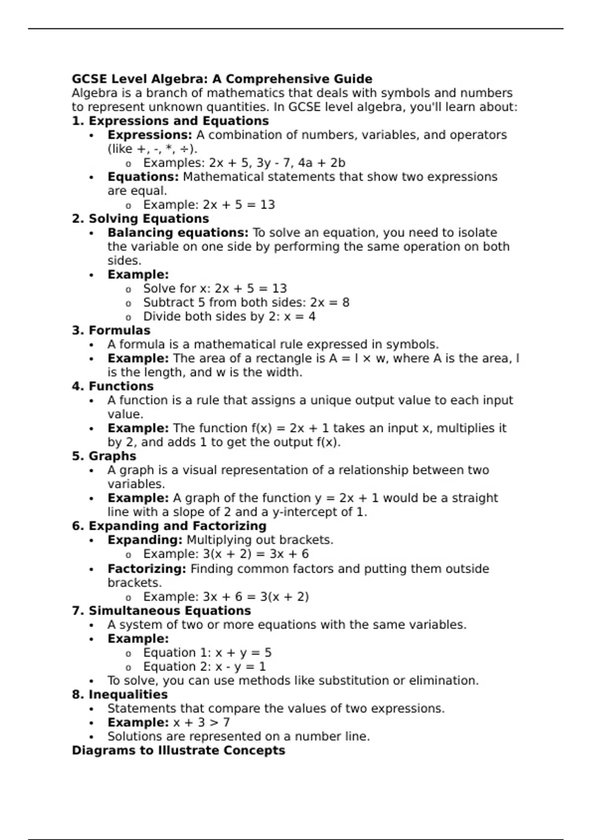 GCSE Maths: Understanding Algebra with questions - Maths - Stuvia UK